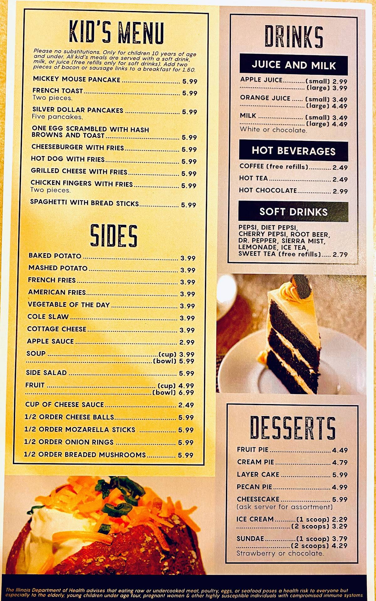 Menu at Farmers Café cafe, Farmer City