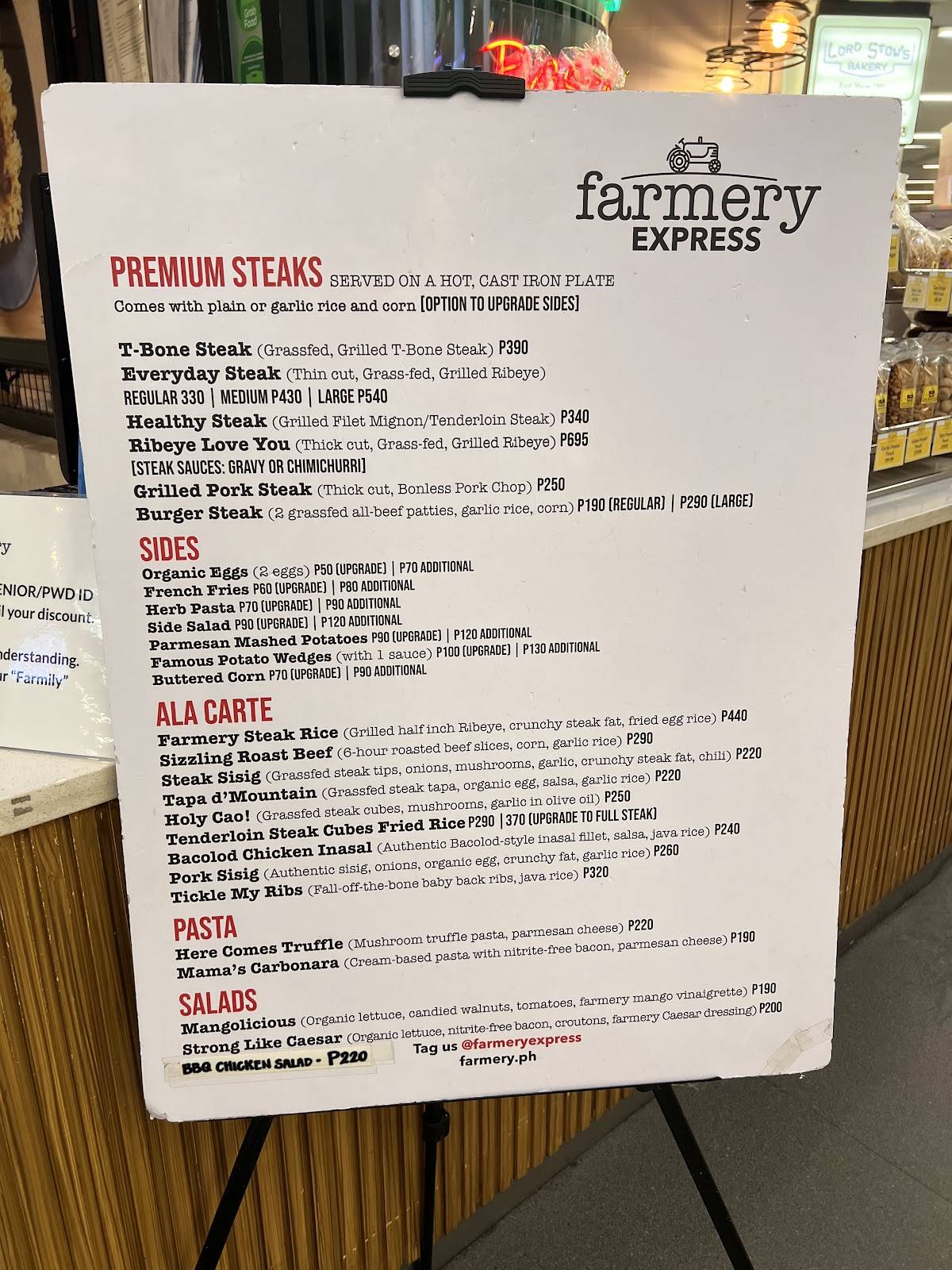 Menu at Farmery cafe, Makati, Glorietta 4