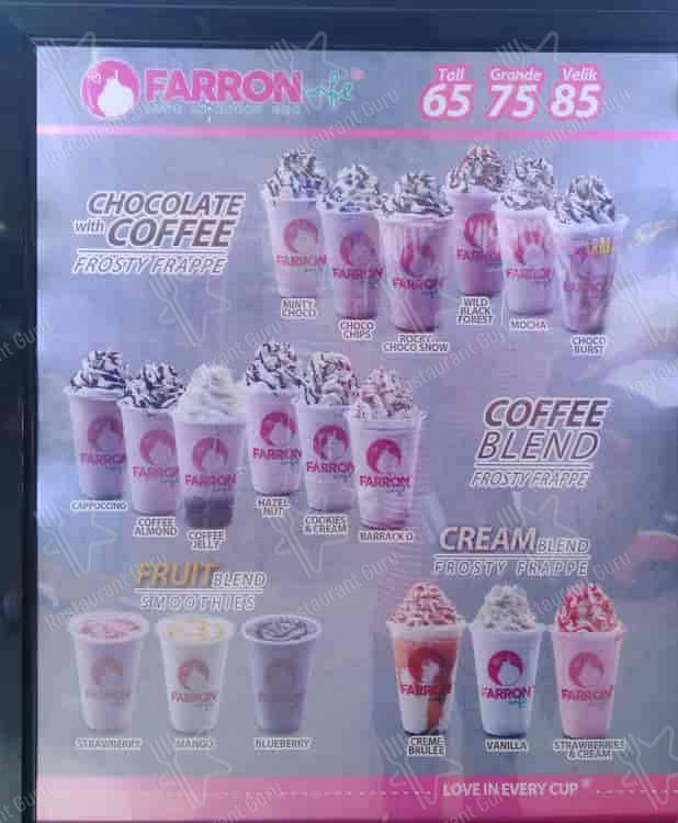Carta de Farron Cafe, Ciudad Quezon, Farmers Plaza