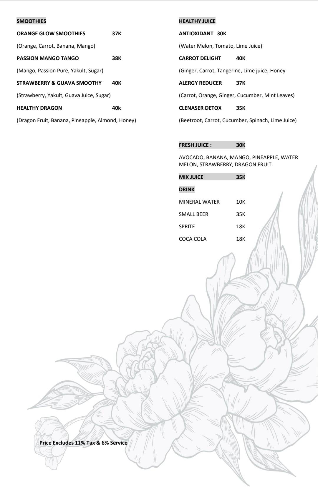 Menu at Garcon Ubud cafe, Ubud