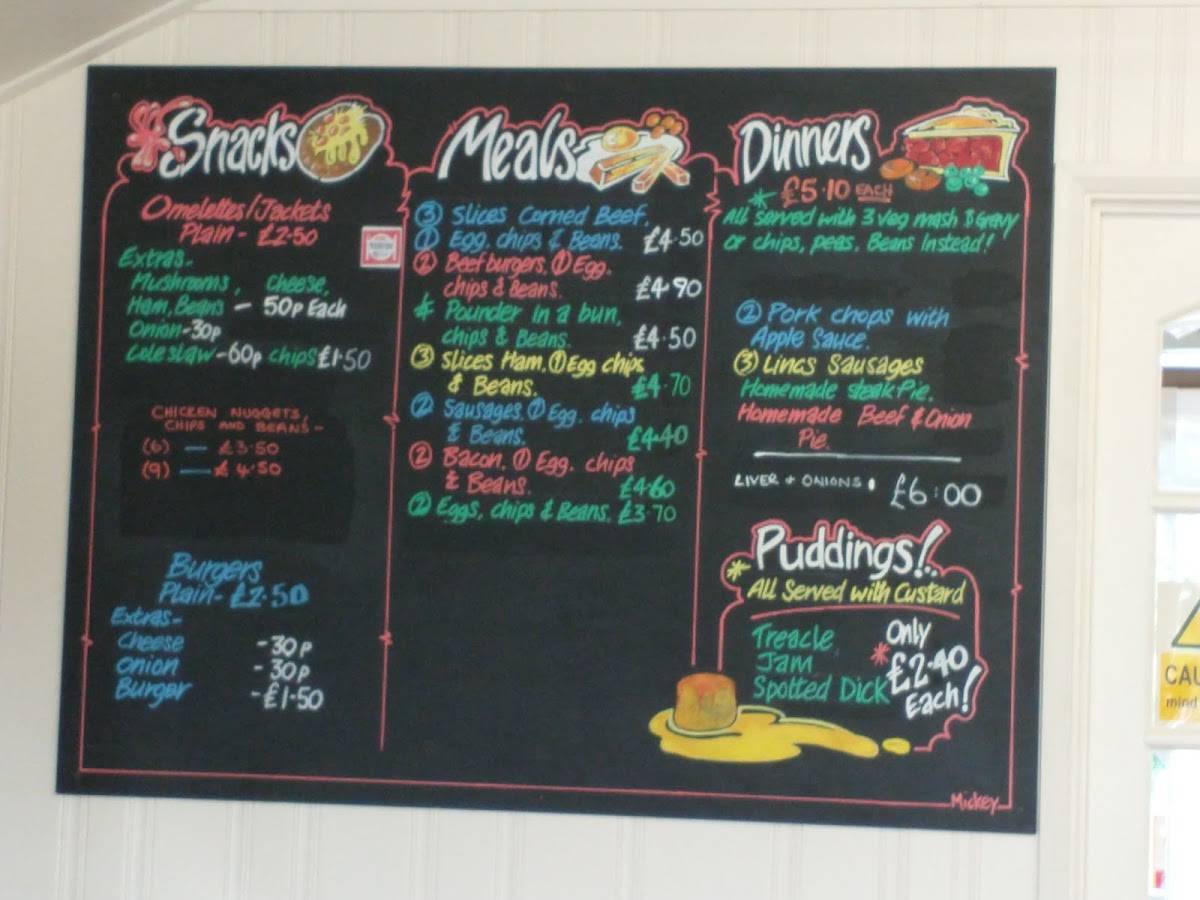 Menu at Garwick Cafe, England, The Cafe