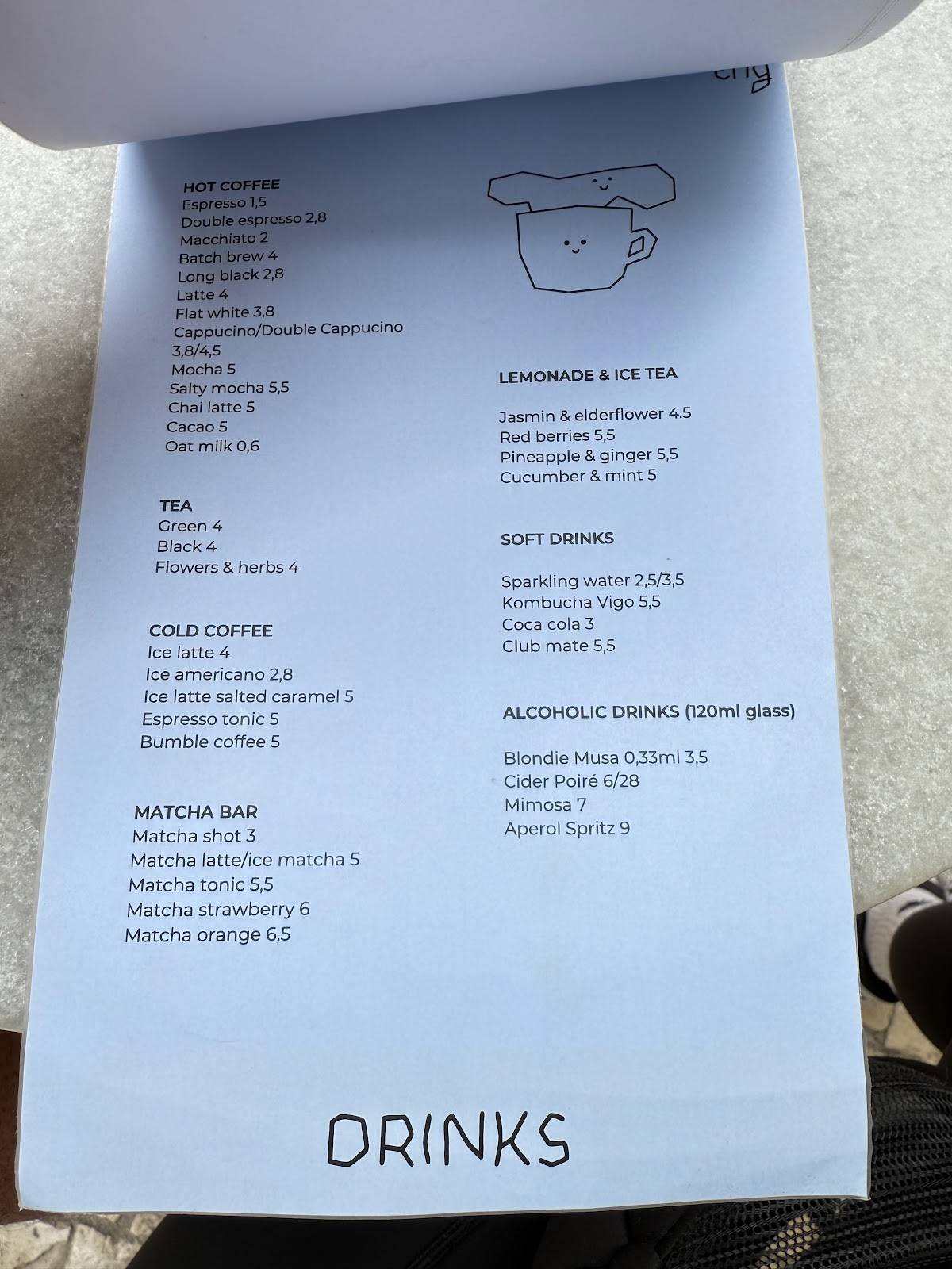 Menu at Heim Cafe Santos, Lisbon