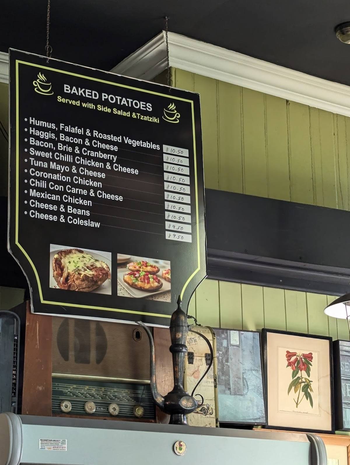Menu at Holyrood Coffee Shop cafe, Edinburgh