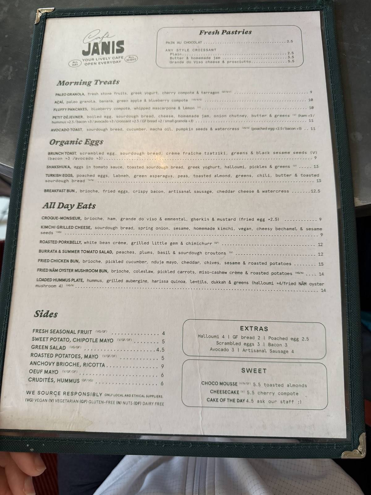 Menu em Café Janis, Lisboa