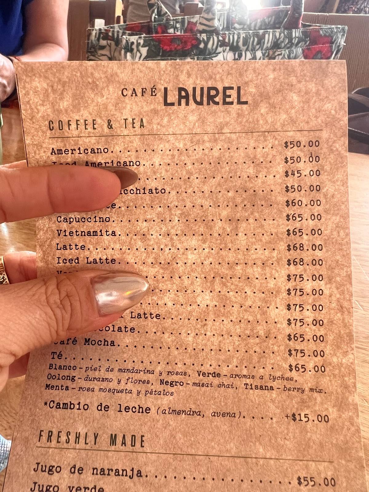 Carta de Café Laurel Arboleda, San Pedro Garza García
