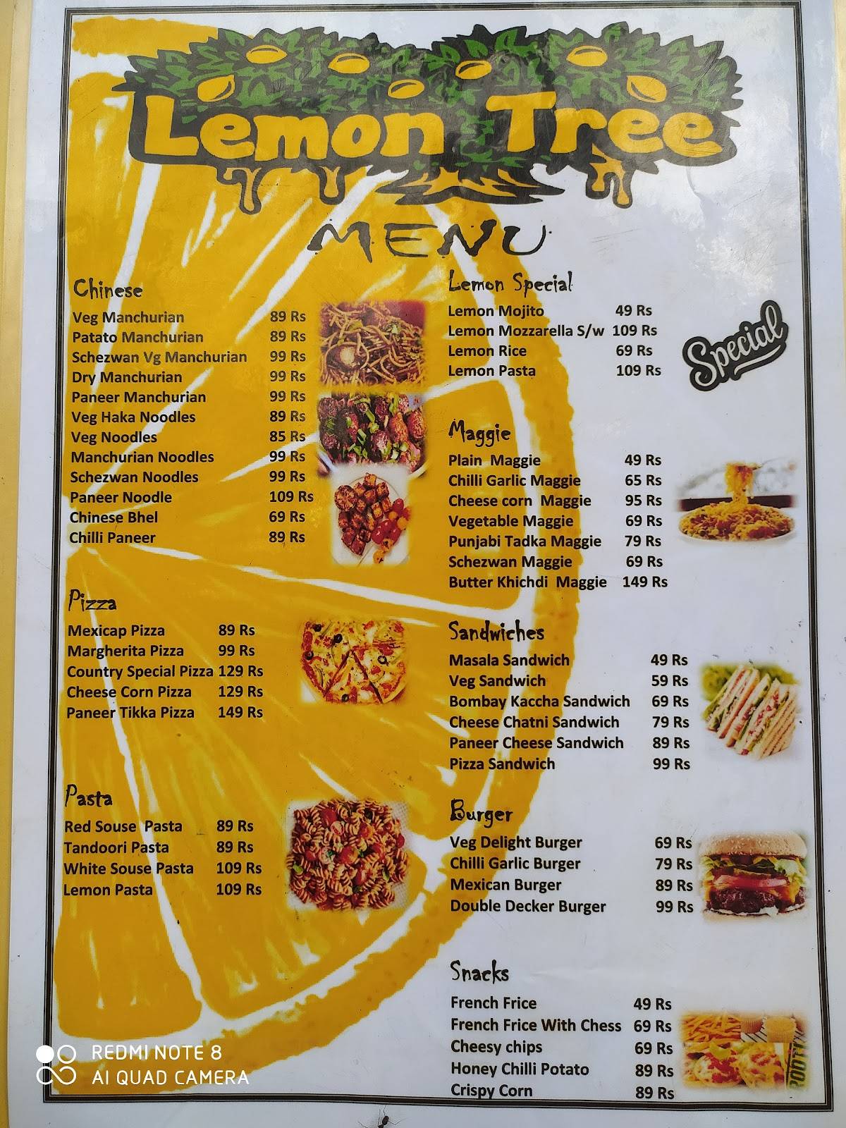 Menu at Lemon tree cafe mhow, Mhow
