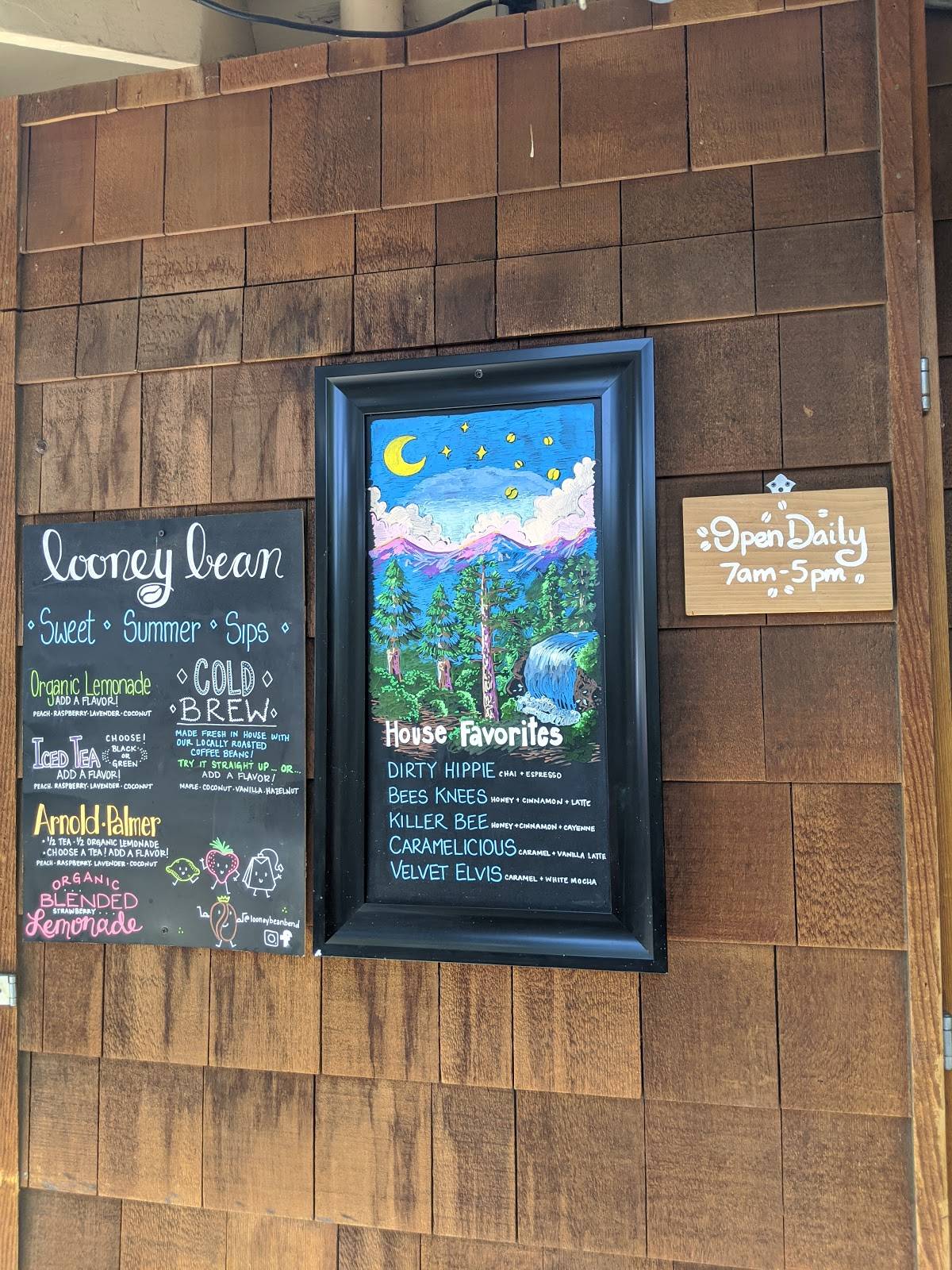 Menu at Looney Bean of Bend cafe, Bend