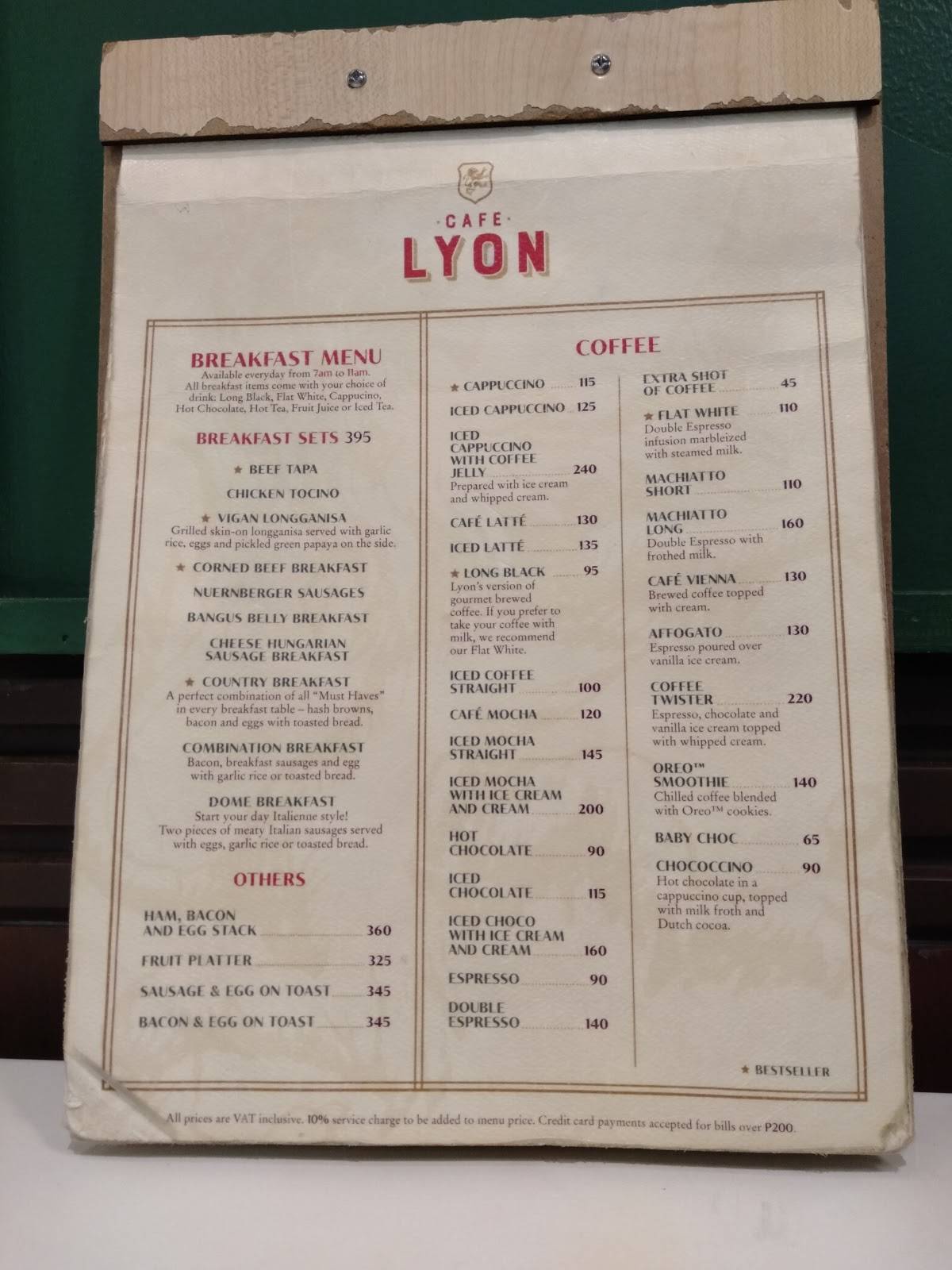 Menu at Cafe Lyon, Mandaluyong, GD-102