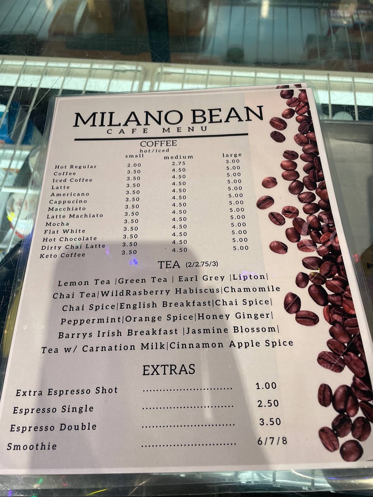 Menu at MILANO BEAN CAFE, East Islip