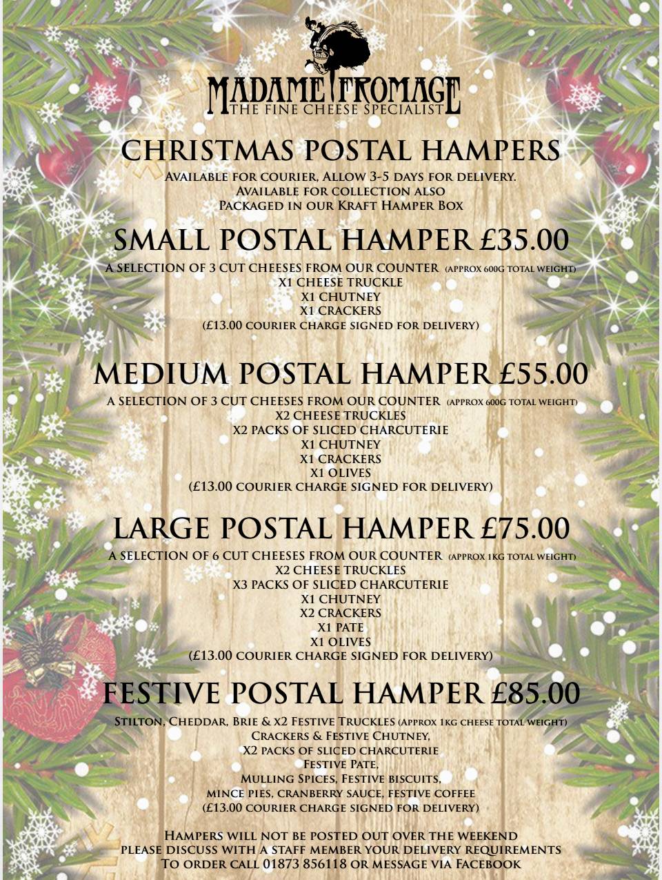 Menu at Madame Fromage cafe, Abergavenny