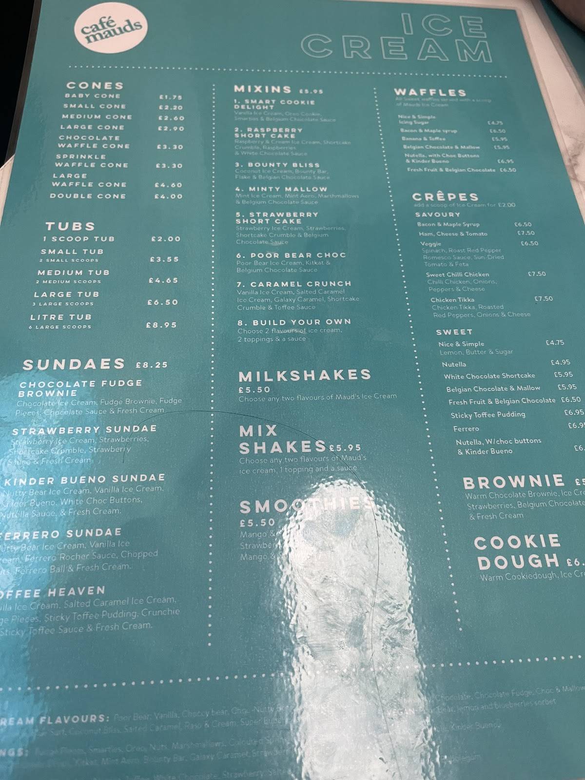 Menu at Cafe Mauds, Belfast, 555 Lisburn Rd