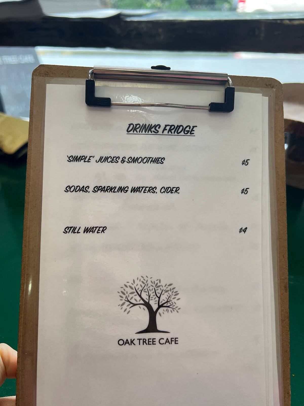 Menu at Oak Tree Cafe, Launceston