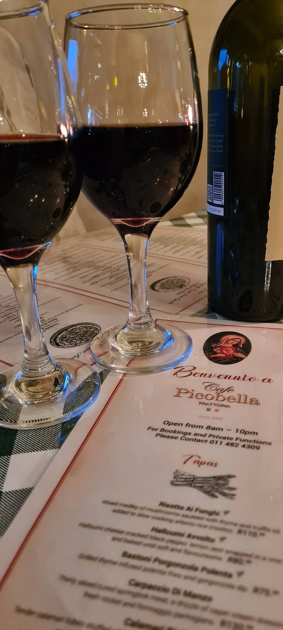 Menu at Cafe Picobella Trattoria, Johannesburg