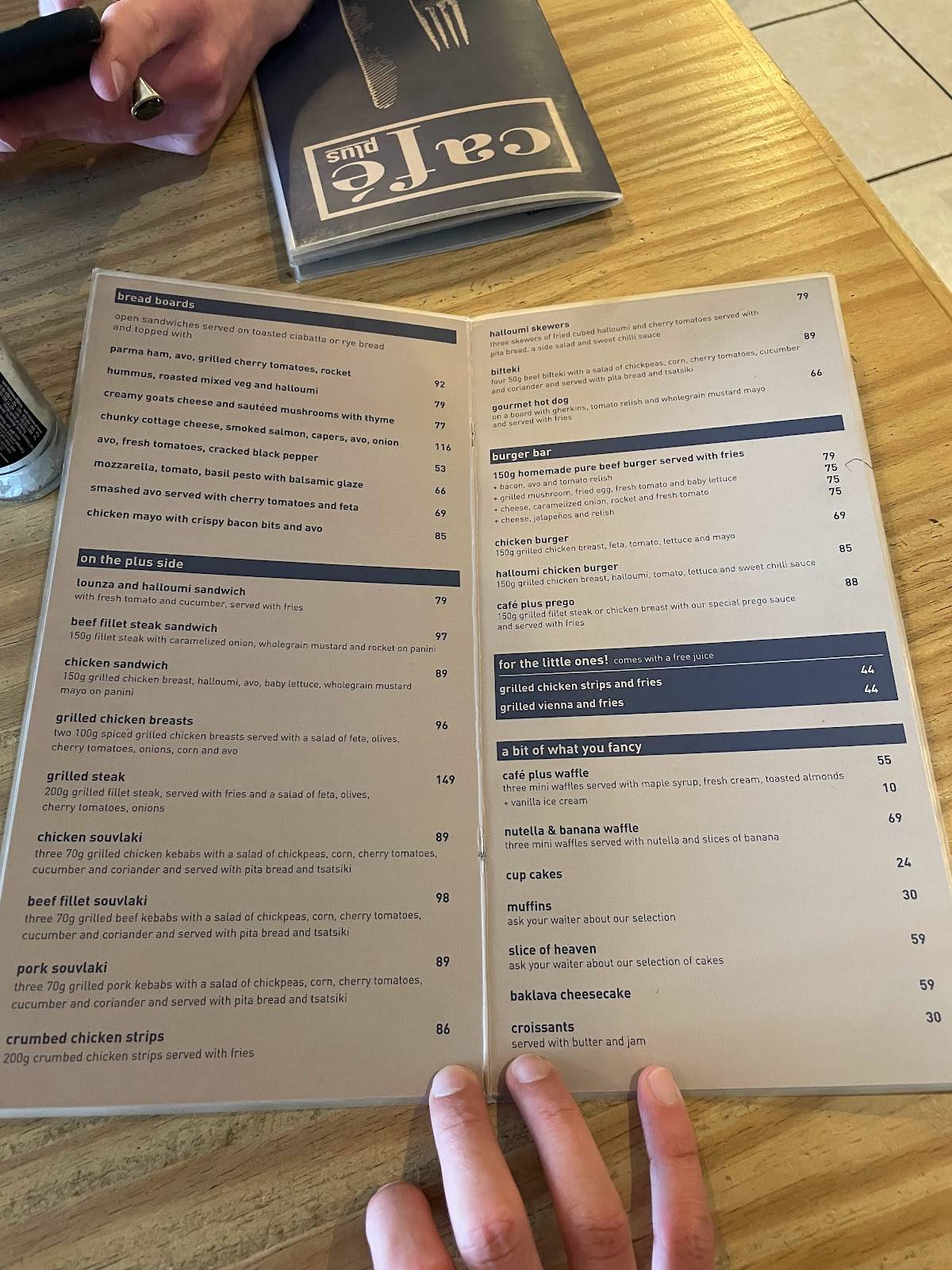Menu at Café Plus cafe, Edenvale, Green Valley