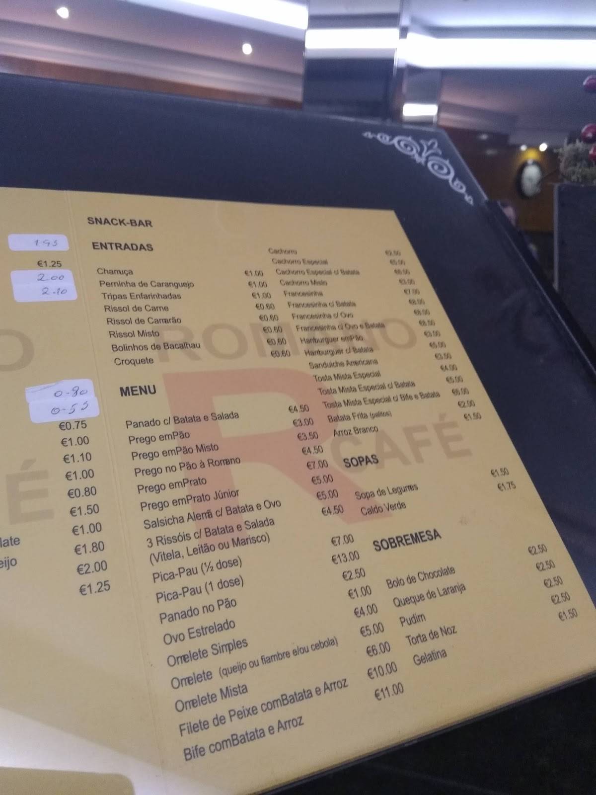 Menu em Café Restaurante Romano, Valongo