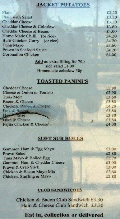 Menu at Rumble Tums cafe, Dartford