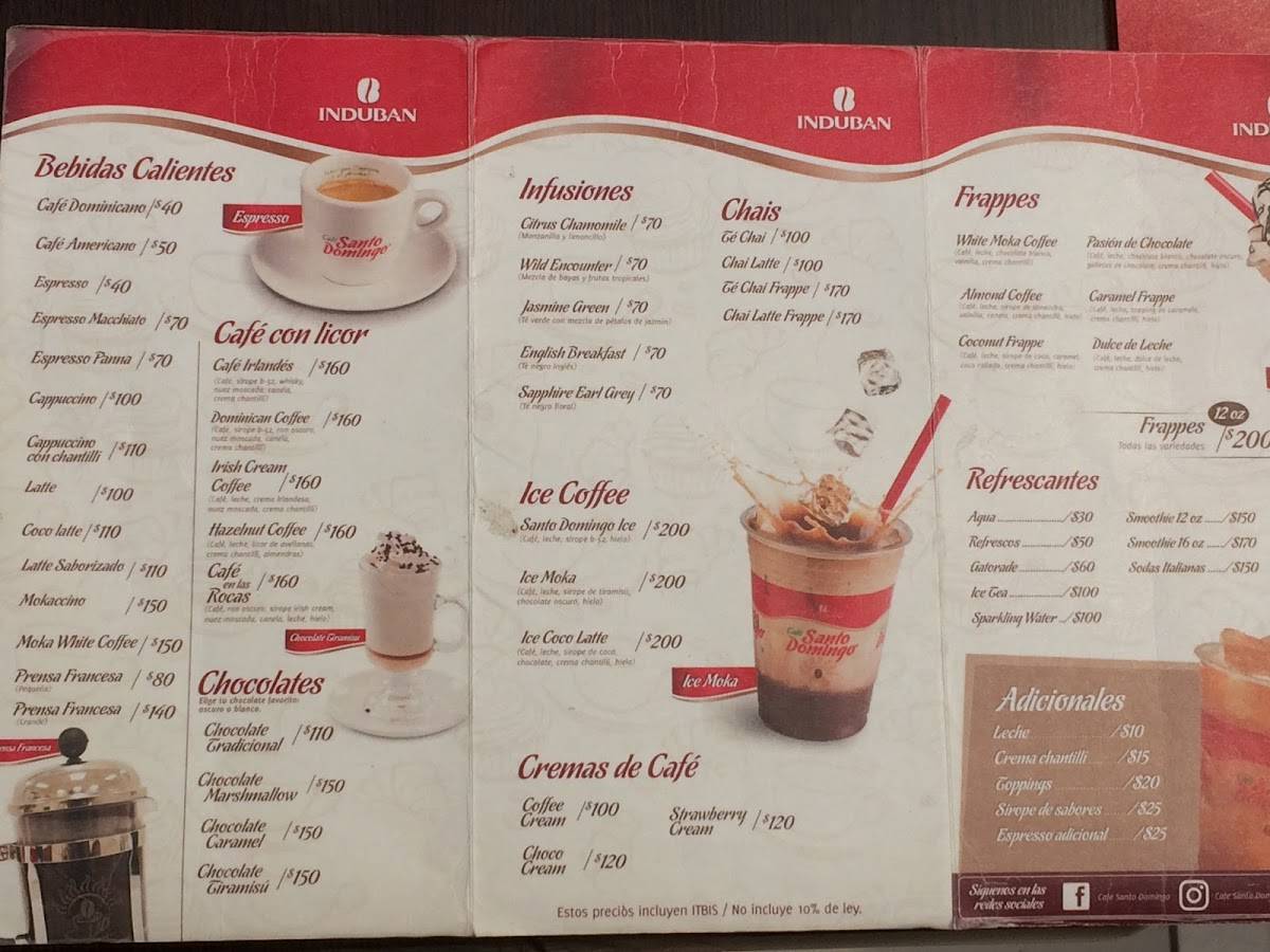 Menu at Santo Domingo Café • Ágora, Santo Domingo, Ágora Mall