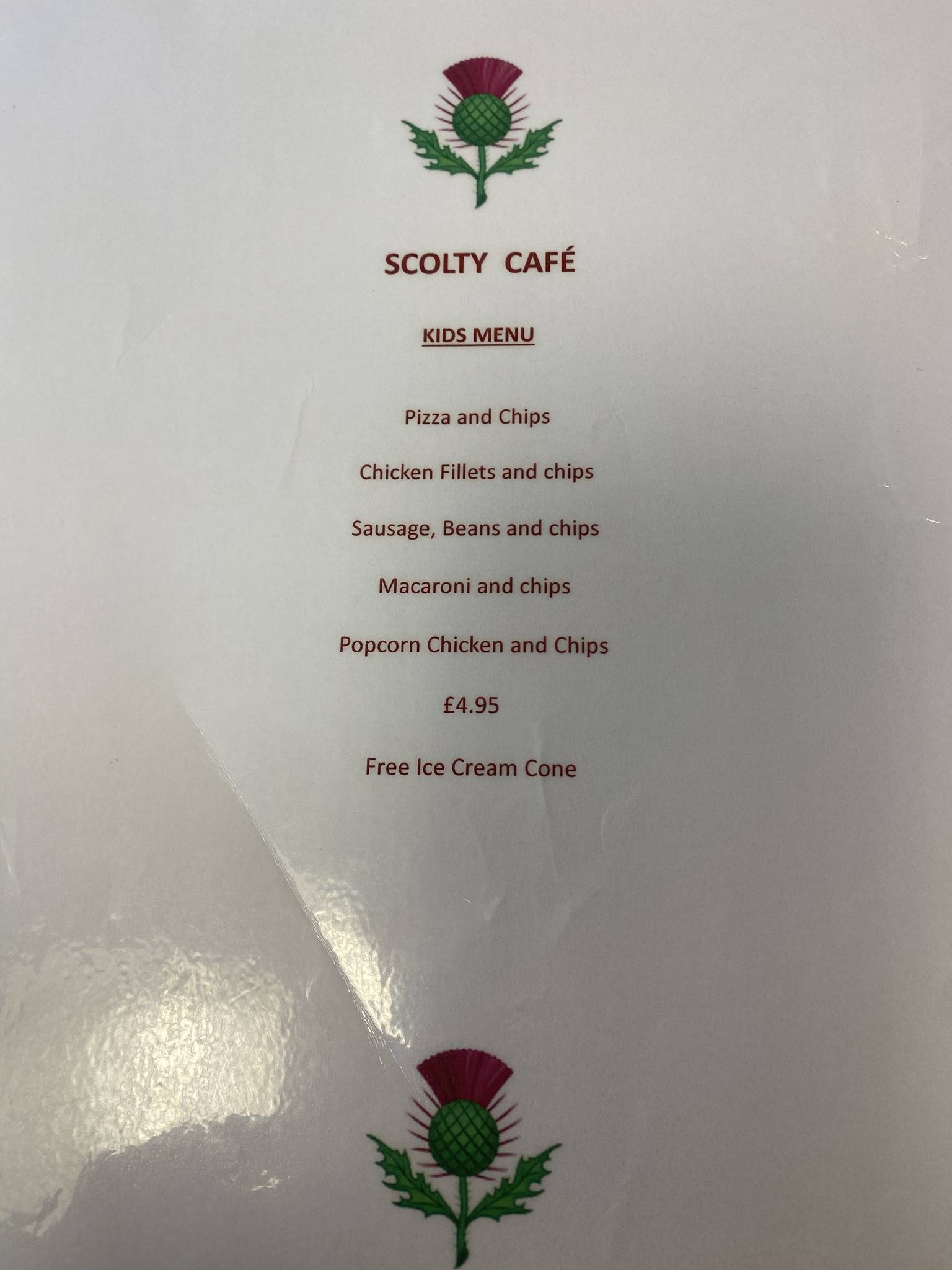 Menu at Scolty Cafe, Banchory