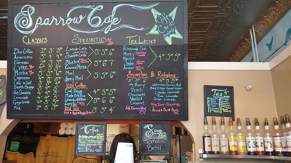 Menu at Sparrow Cafe, Minneapolis
