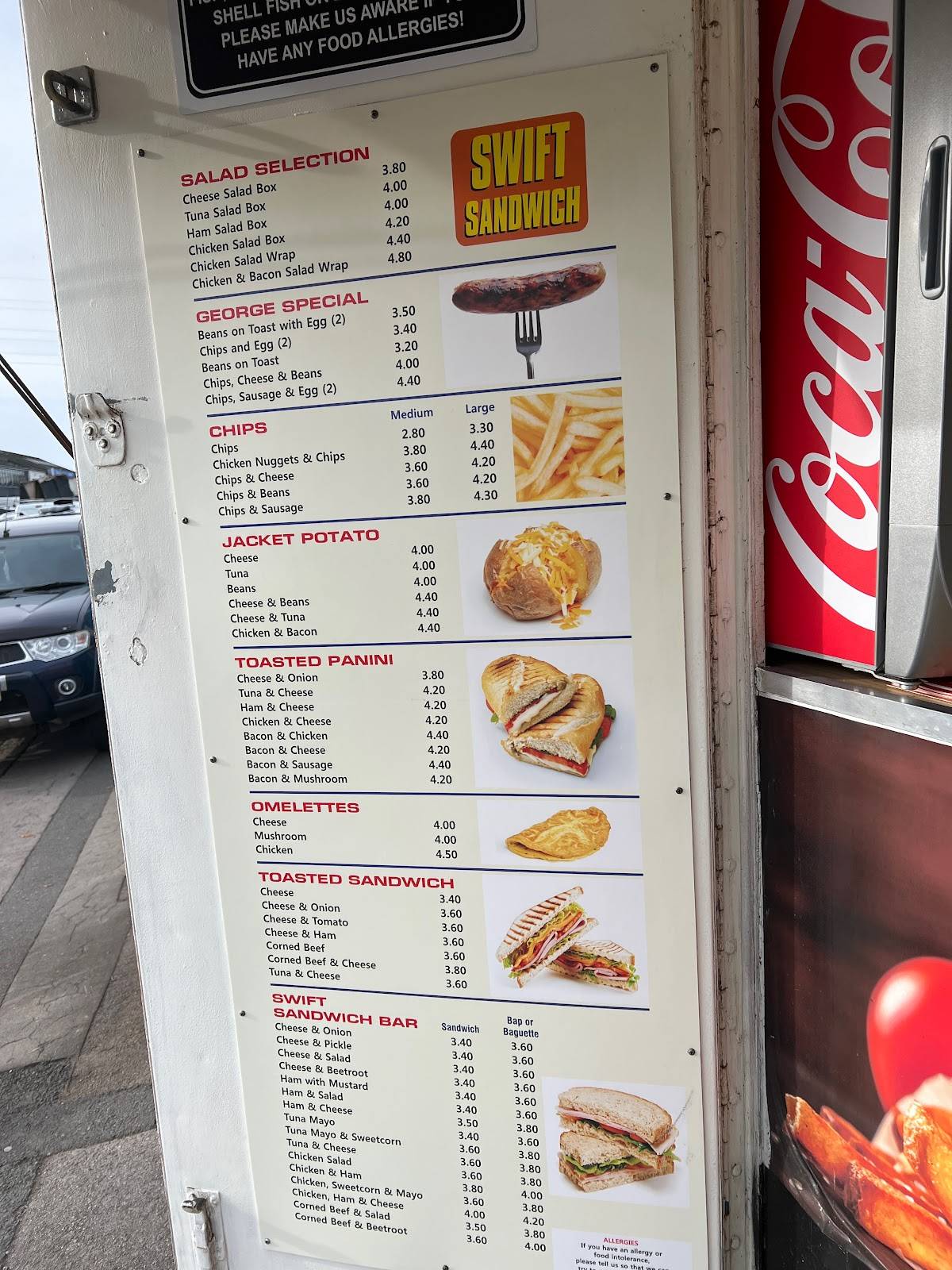 Menu at Swift Sandwich restaurant, Cheltenham