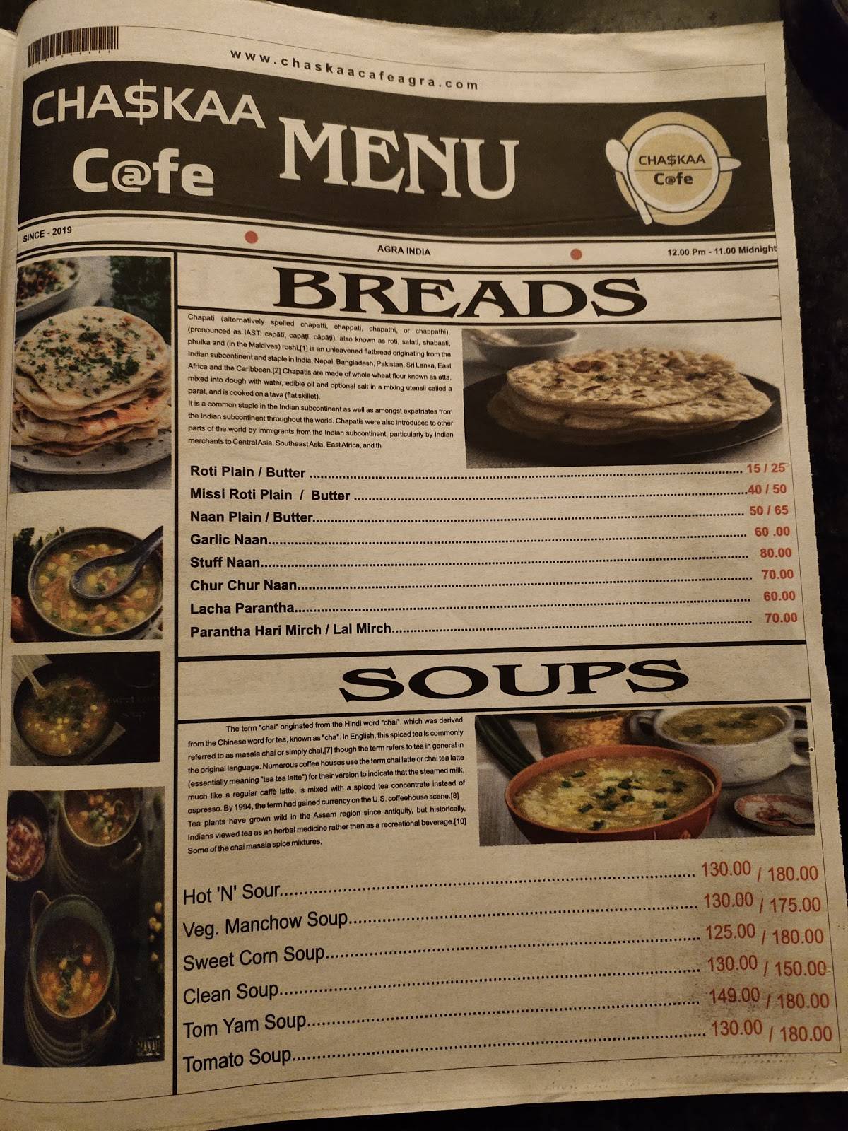 Menu at TNC Sheesha lounge cafe godfather, Agra