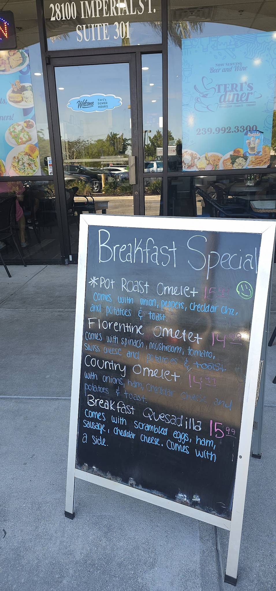 Menu at Teri's Diner cafe, Bonita Springs, Imperial Pkwy # 301