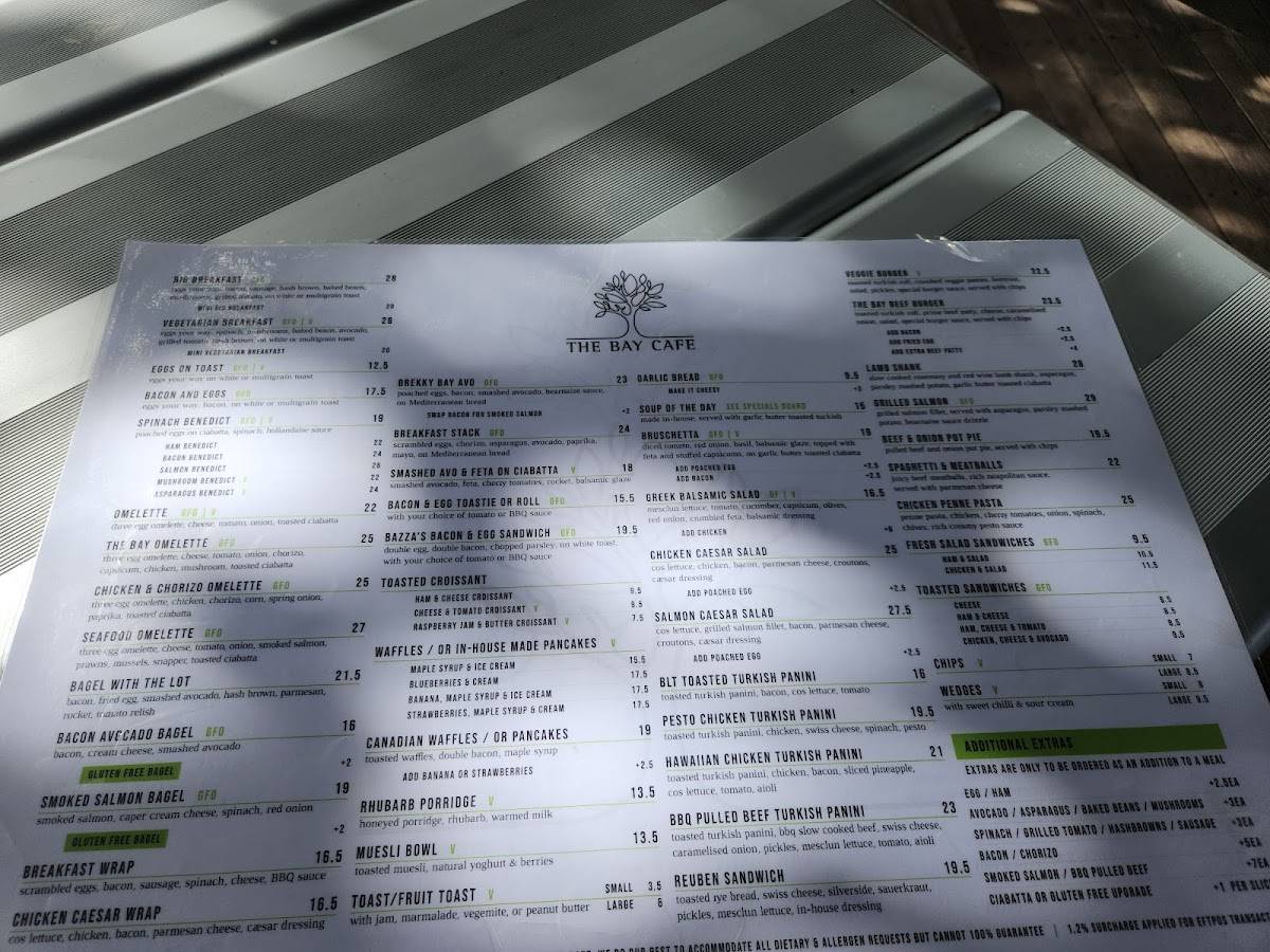 Menu at The Bay Cafe Mandurah, Mandurah