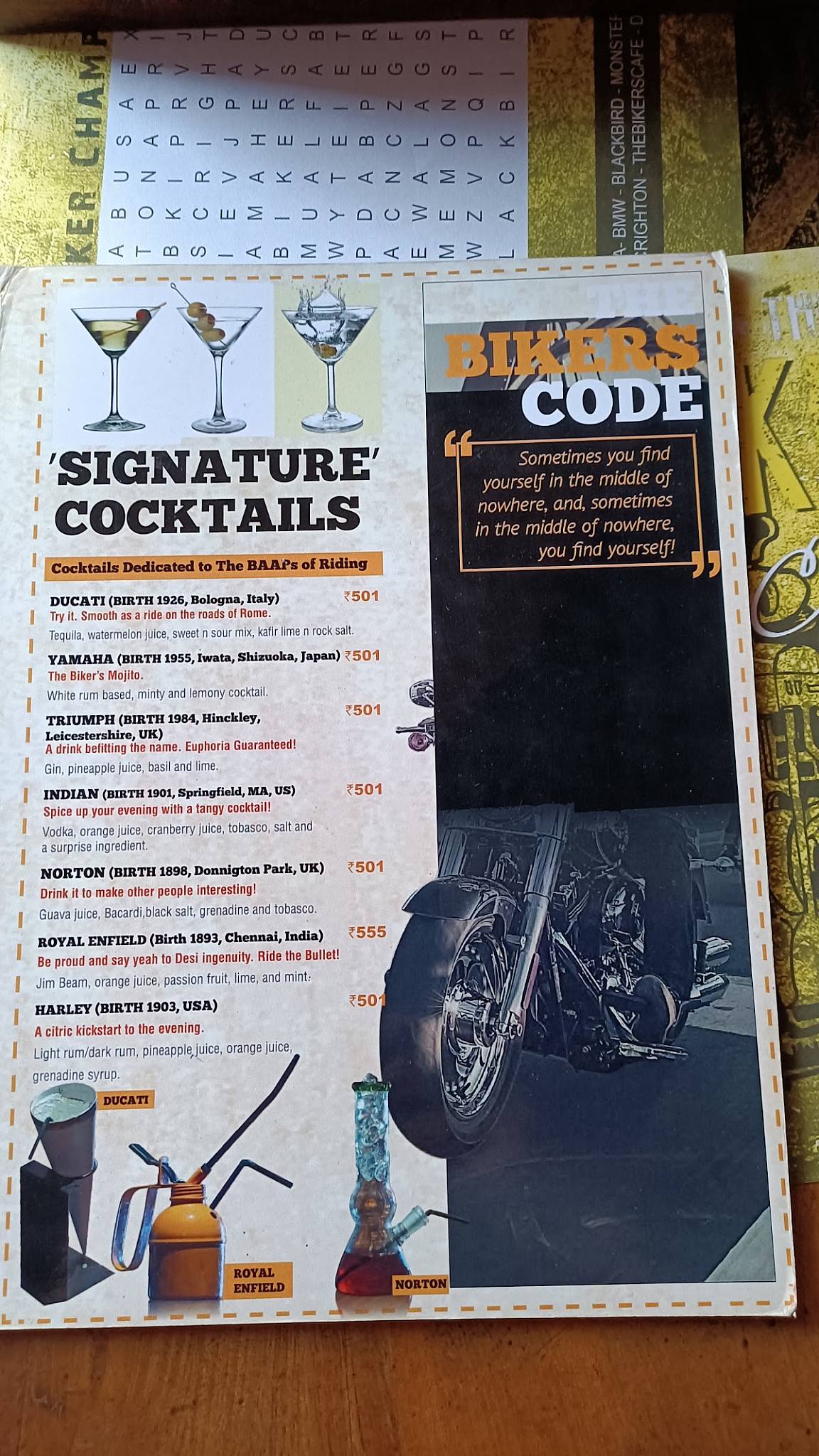 Menu at The Bikers Cafe, Kolkata, Platinum mall