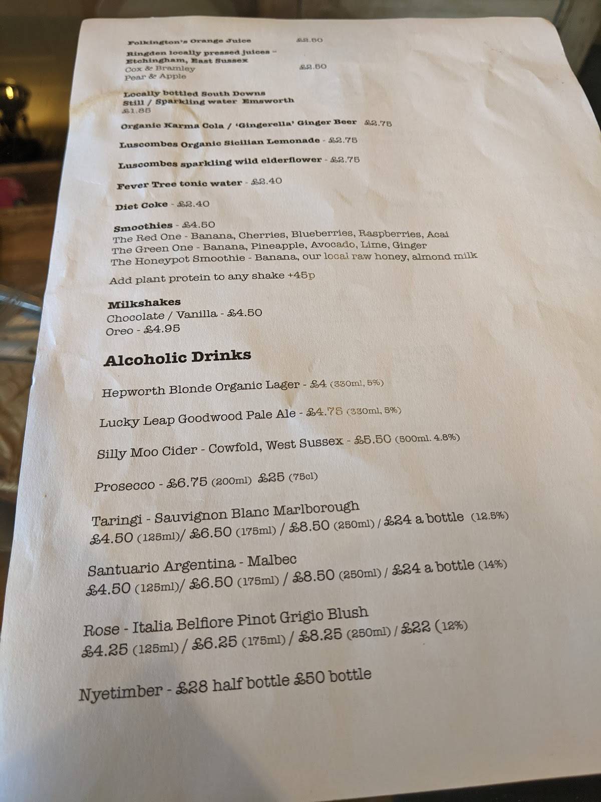 Menu at The Beehive Cafe & Kitchen, Rustington