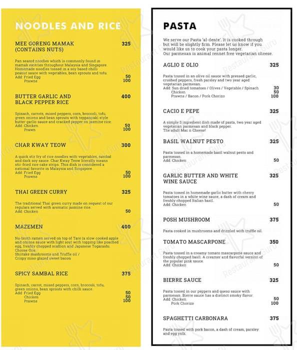 Menu at The Summer House Eatery, Chennai