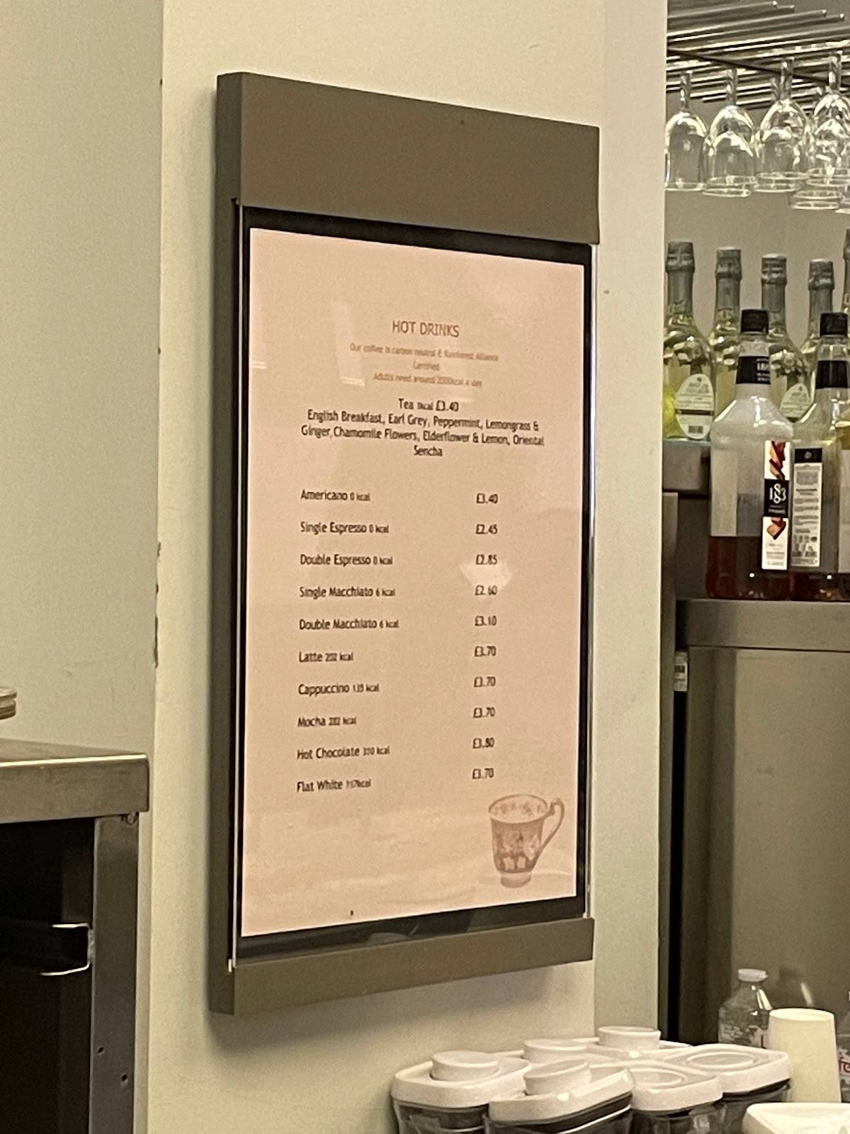 Menu at The V&A Cafe, London