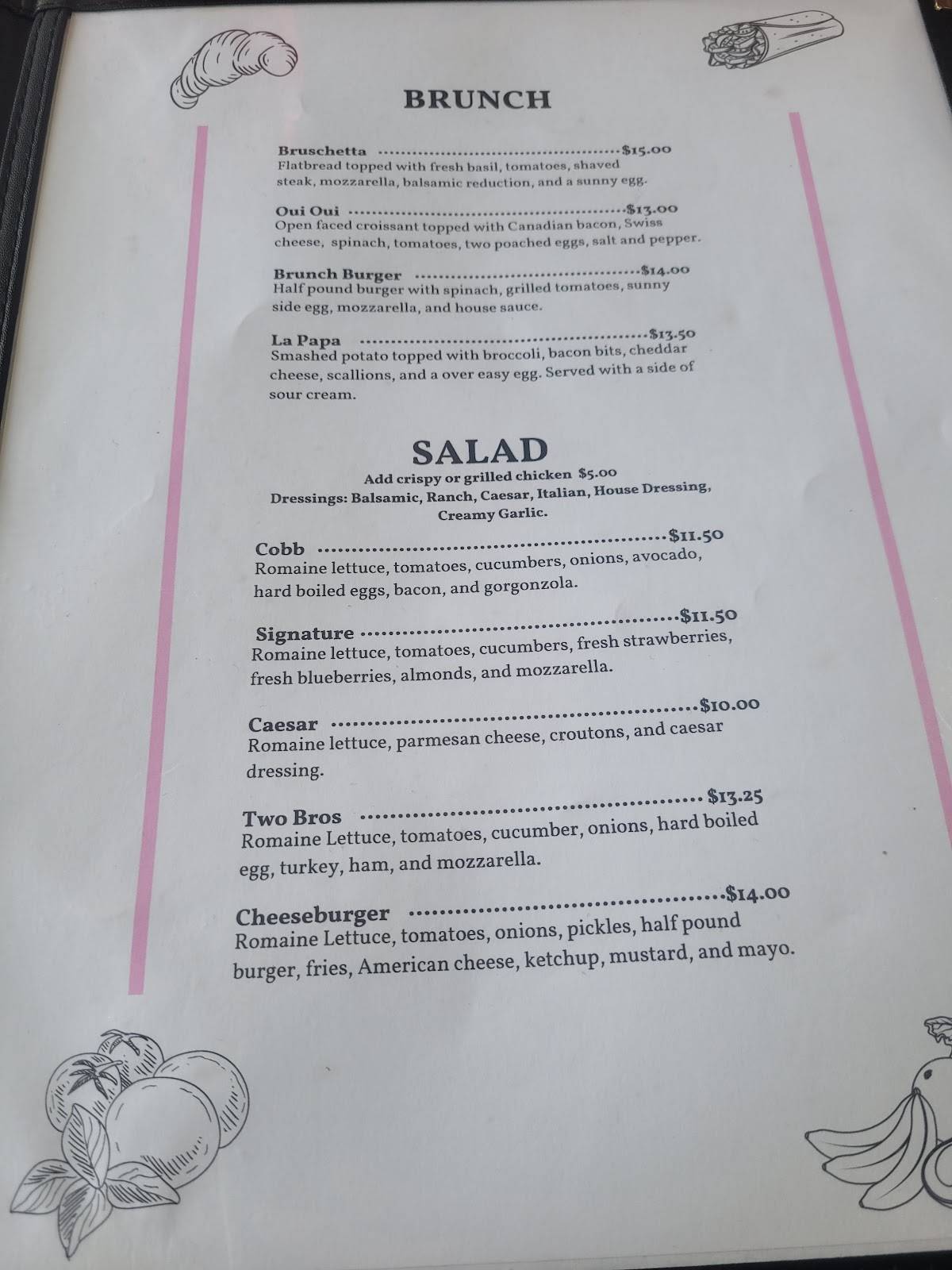 Menu at Two Brothers Cafe, East Hampton, 20 E High St