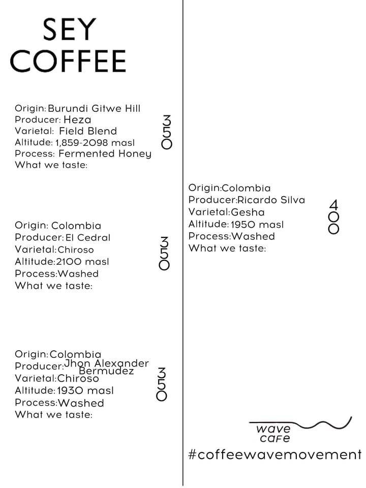 Menu at Wave Cafe, Lapu-Lapu City