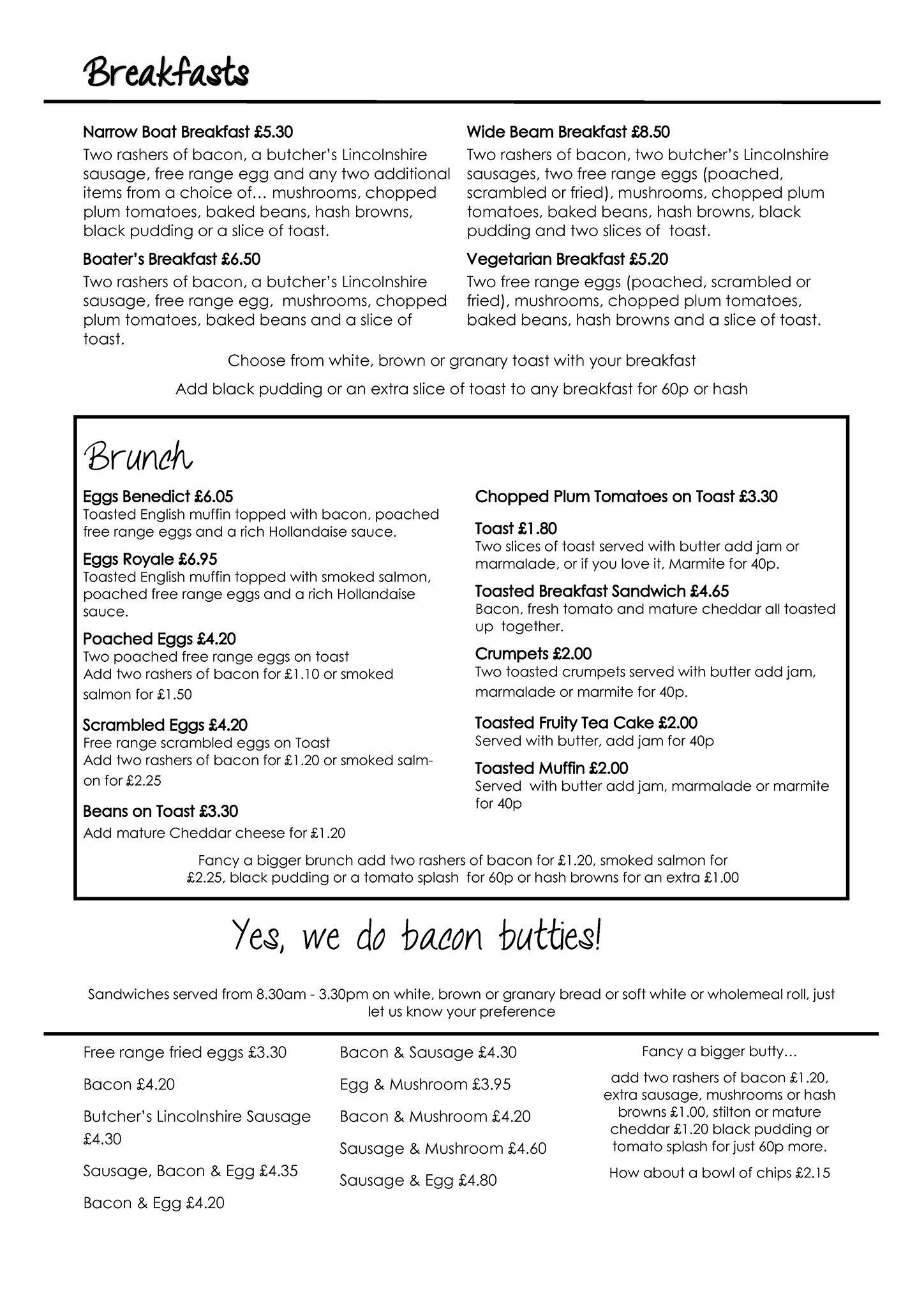 Menu at Willow Tree Tea Room cafe, Derby