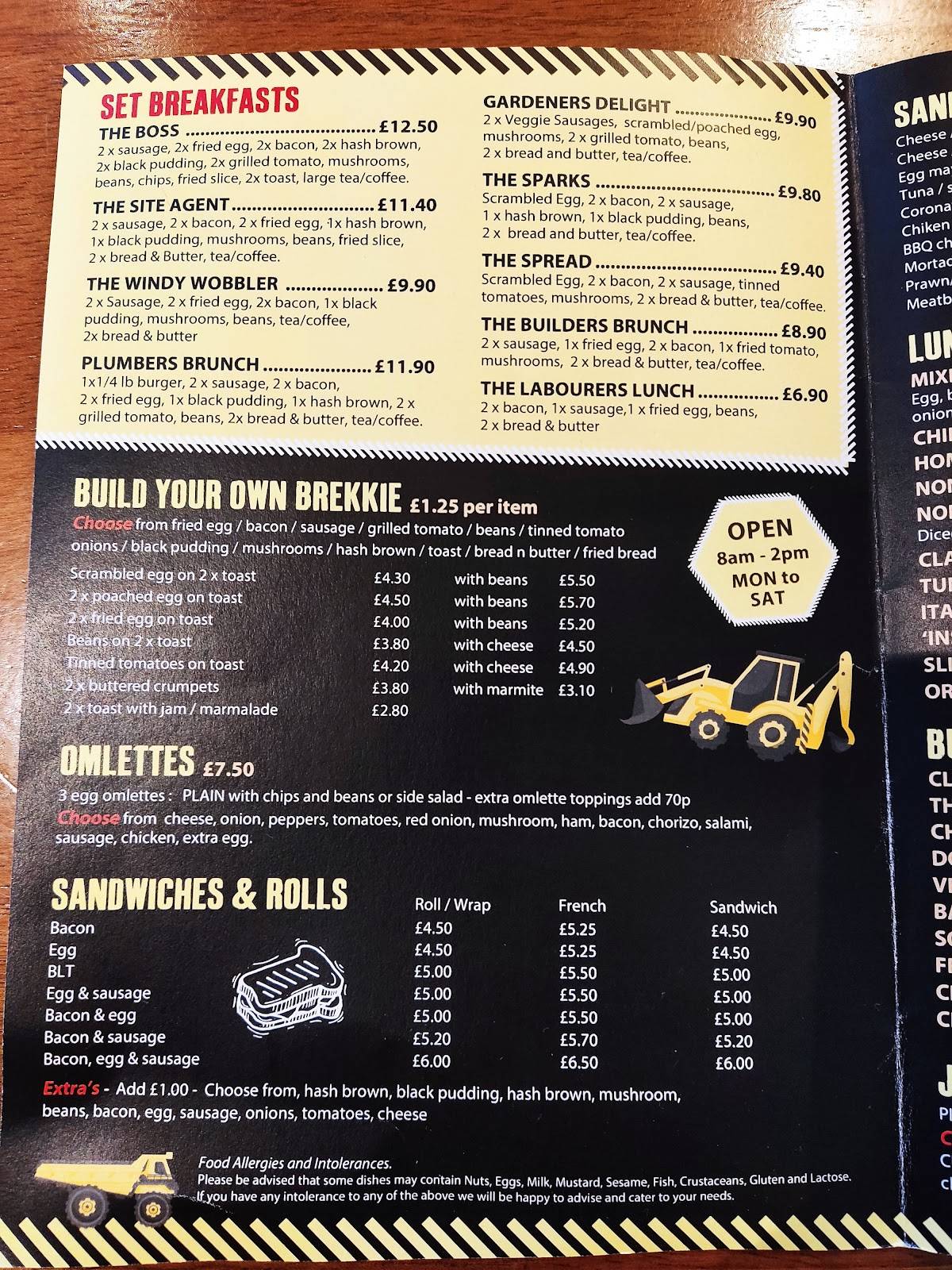 Menu at Windy’s Cafe, Dunstable