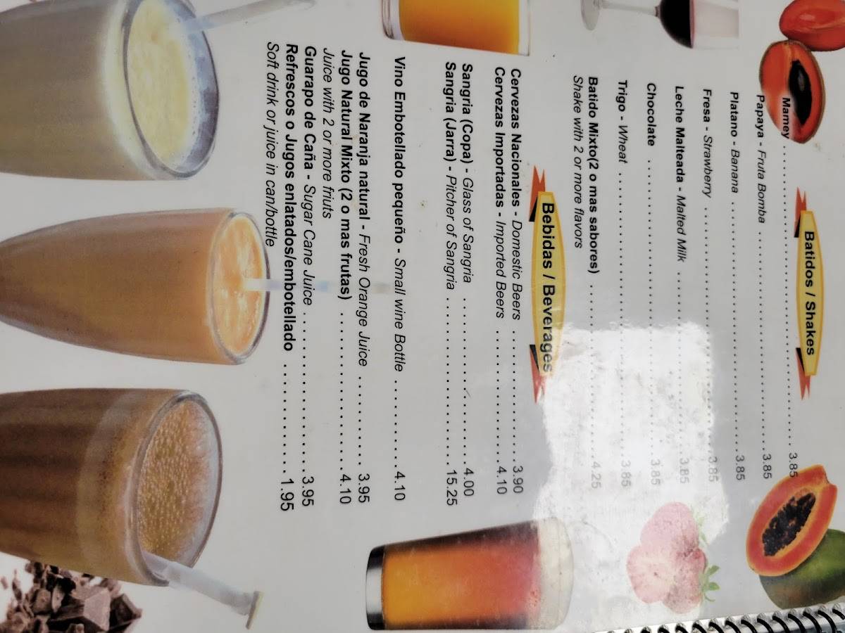 Menu at Yoyito Cafe Restaurant, Hialeah