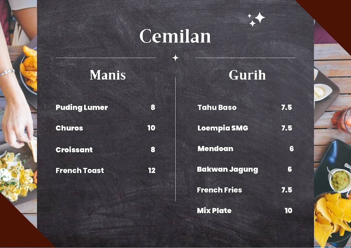 Menu at la Cour Space (Coffee Escape) cafe, Indonesia