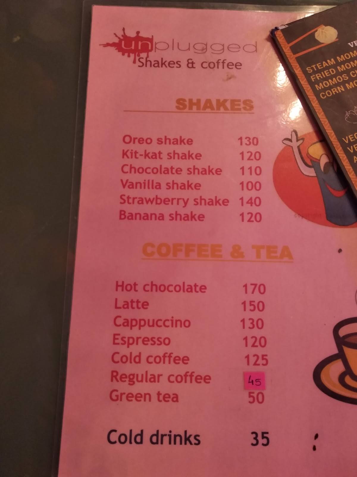 Menu at Cafe unplugged, Patna, AMS park