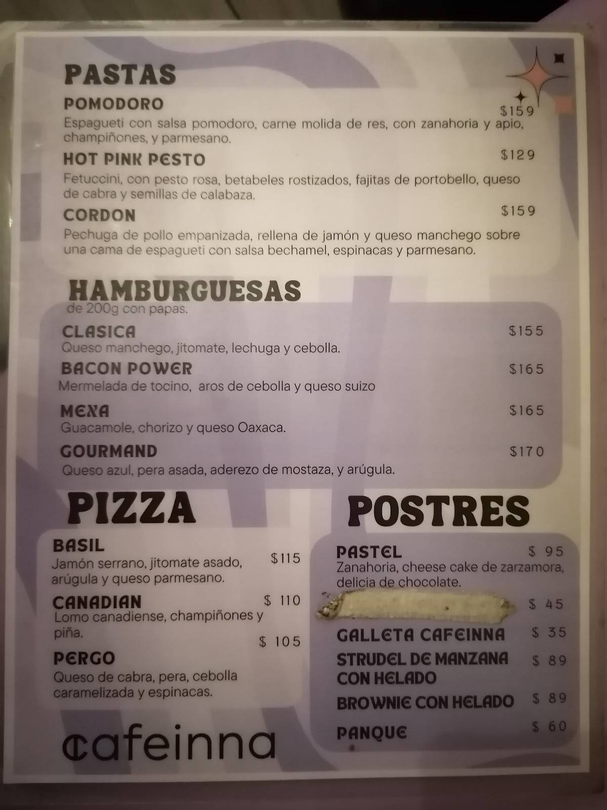 Carta de CAFE INNA, Ciudad de México, Av. Clavería 129