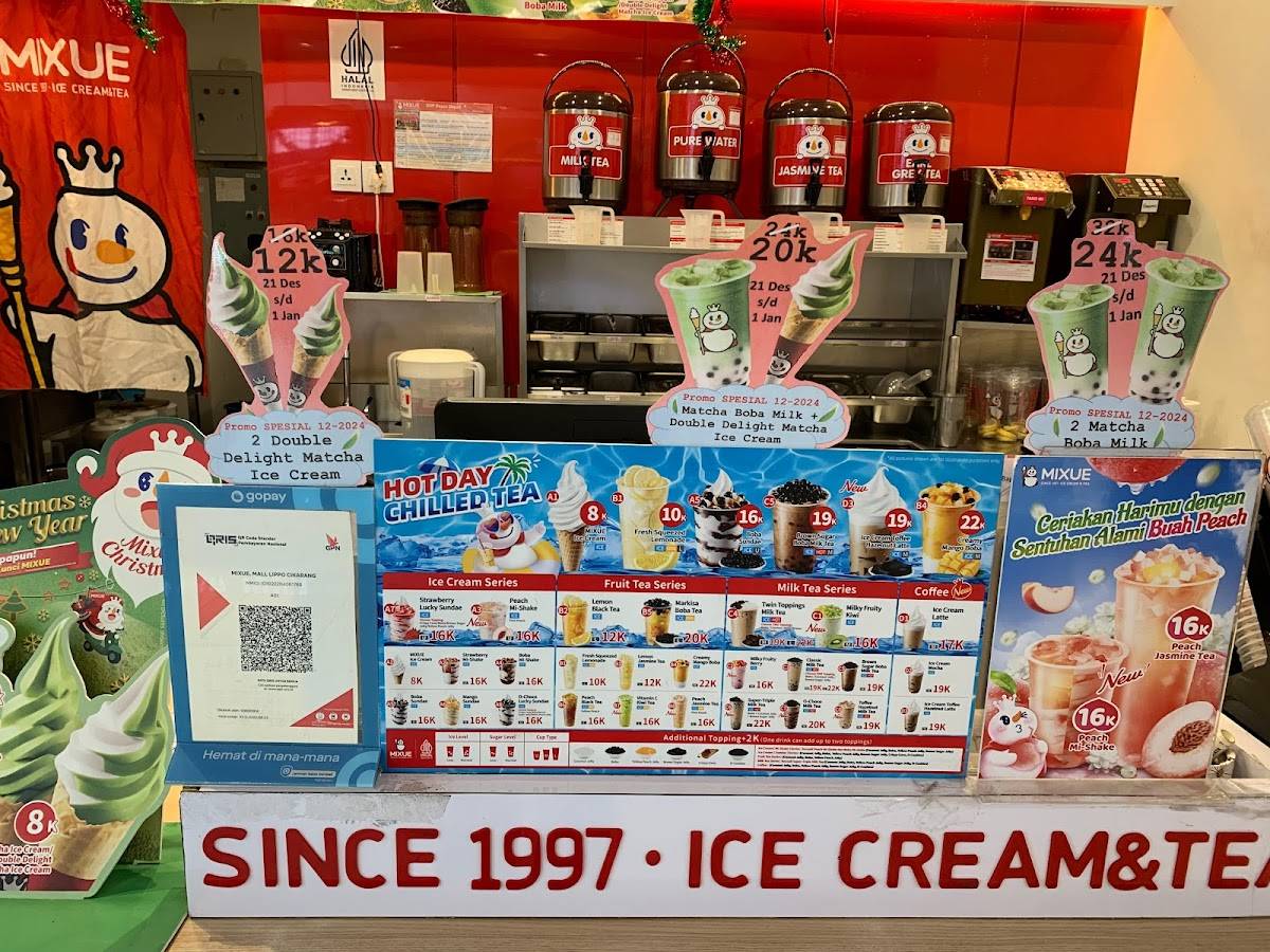 Menu at Mixue Mall Lippo Cikarang cafeteria, Bekasi Regency