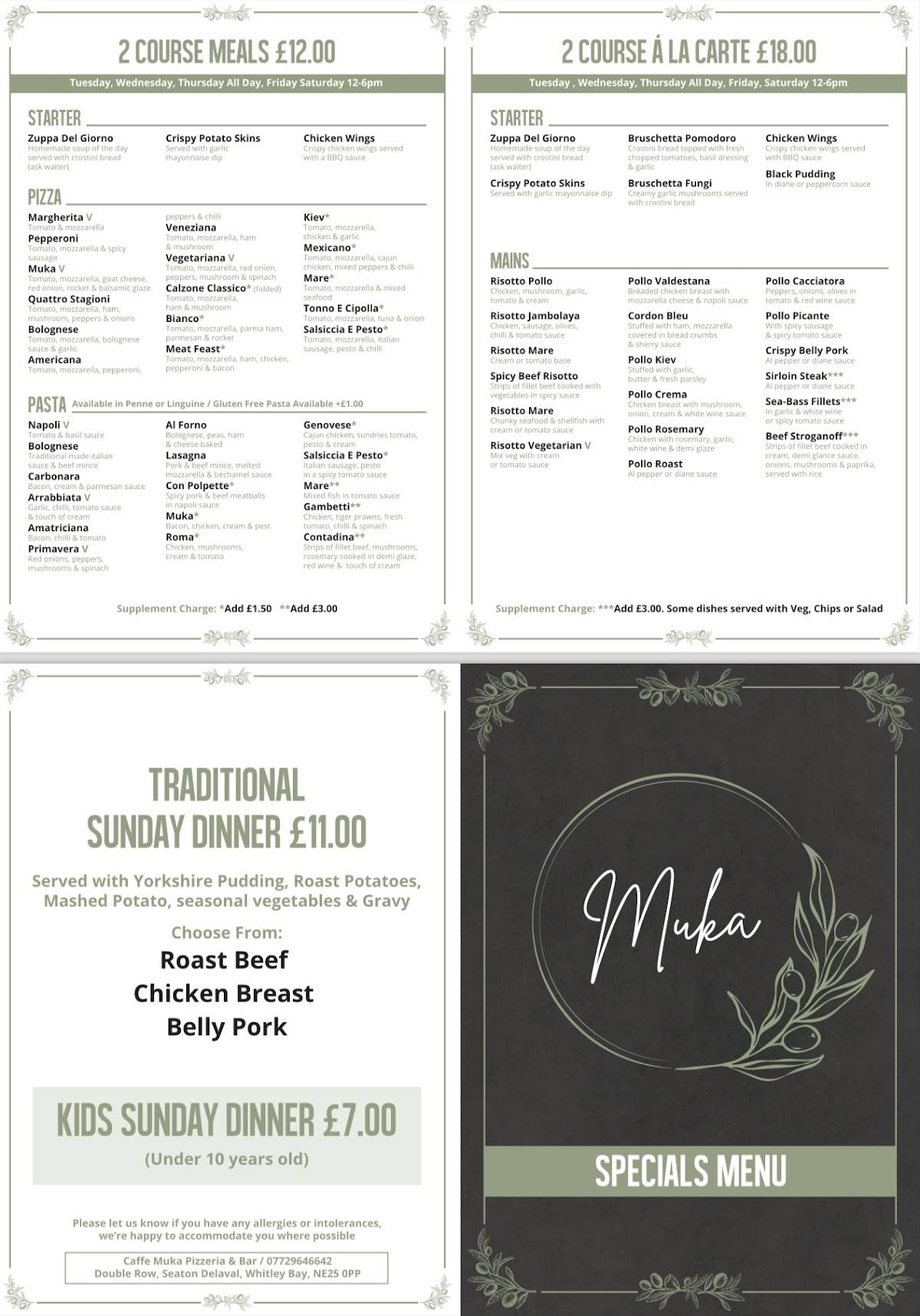 Menu at Caffe Muka Pizzeria & Bar, Holywell