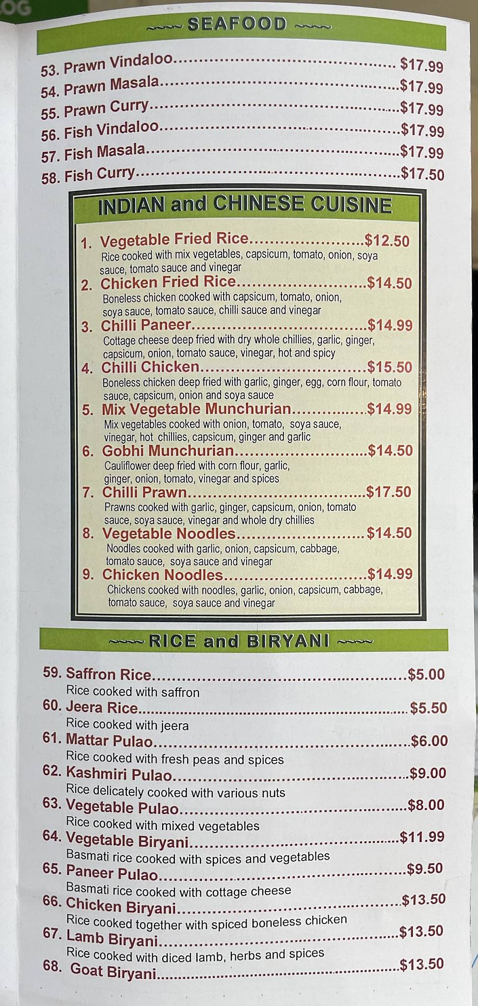 Menu at Calcutta Sweets & Indian Food House restaurant, Dandenong, 72b ...