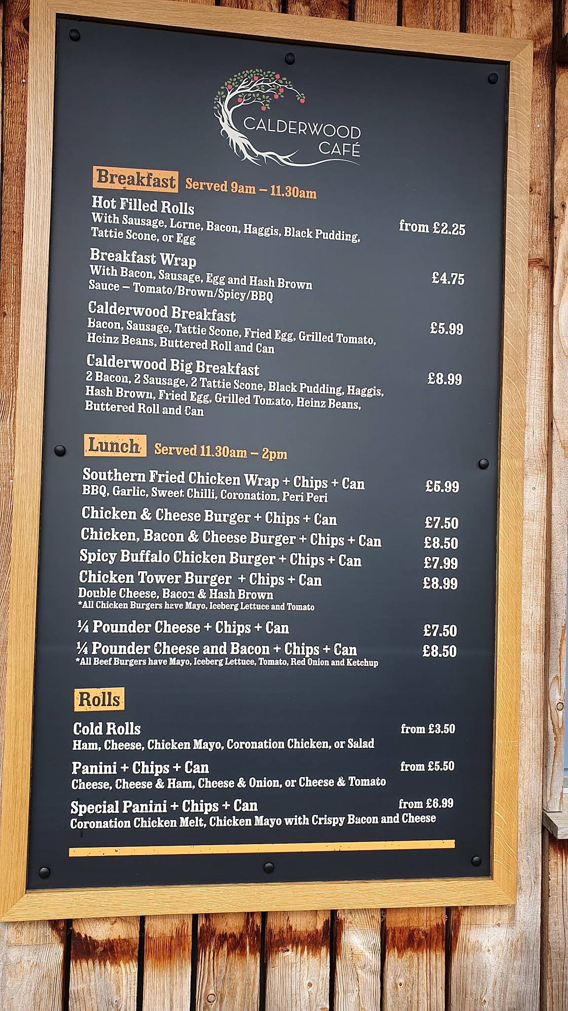 Carta de Calderwood Cafe, Livingston