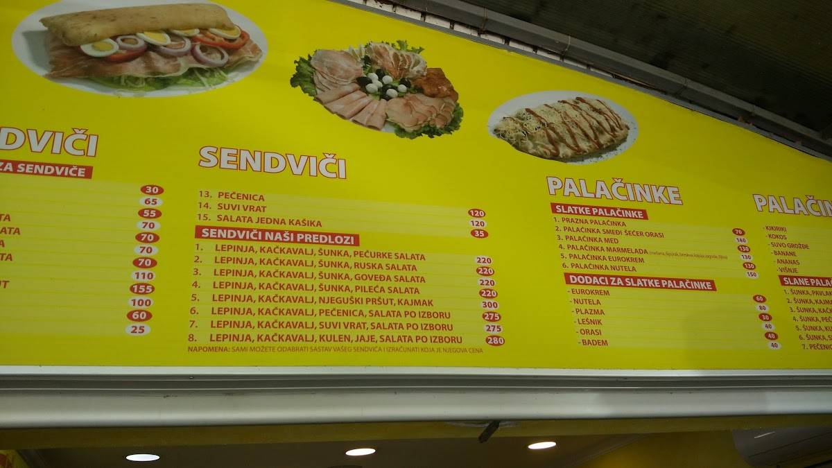 Menu at Caldo restaurant, Belgrade, Bulevar Zorana Đinđića 44a