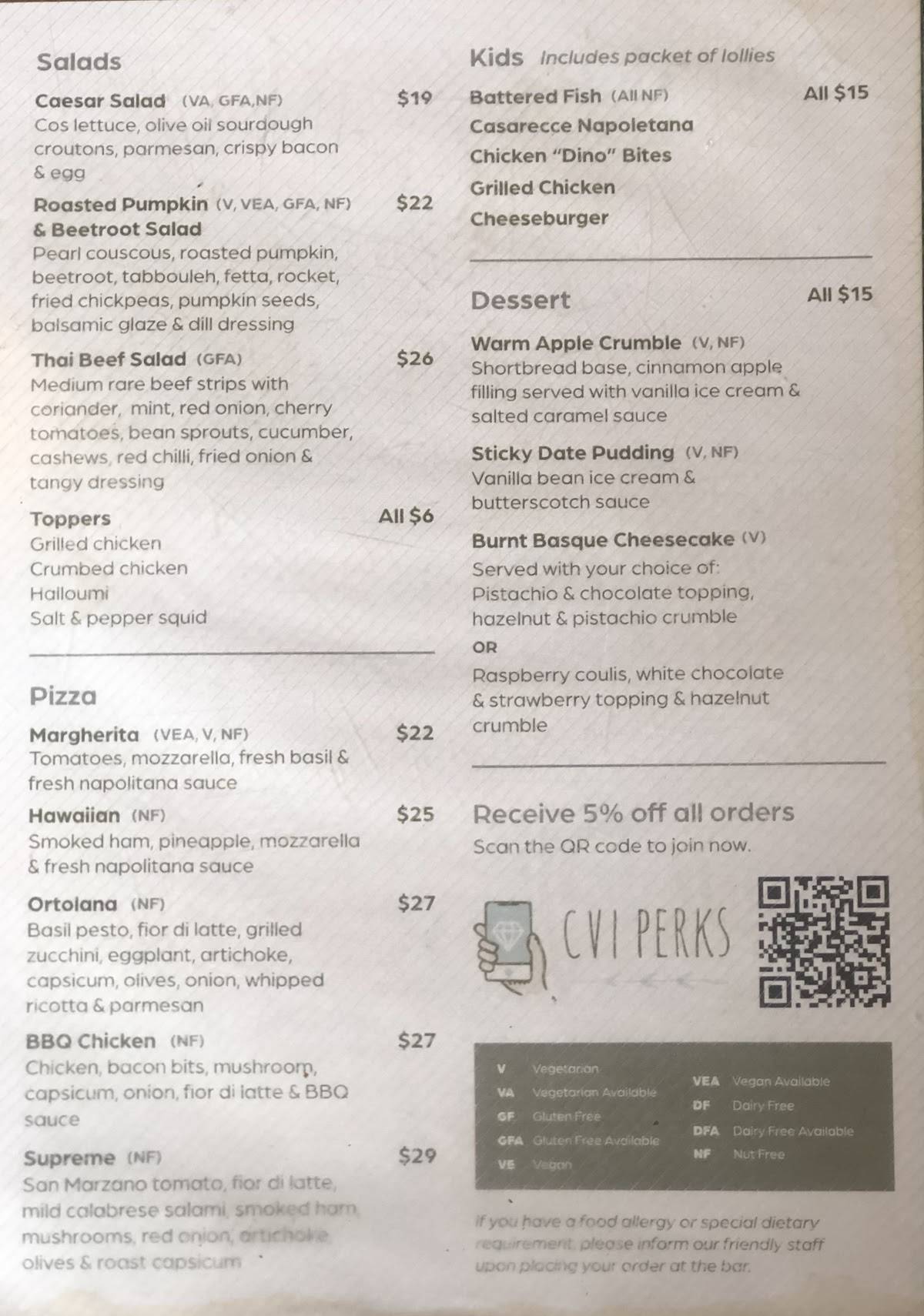 Menu at Camden Valley Inn (CVI) pub & bar, Cawdor, 290 Remembrance Driveway