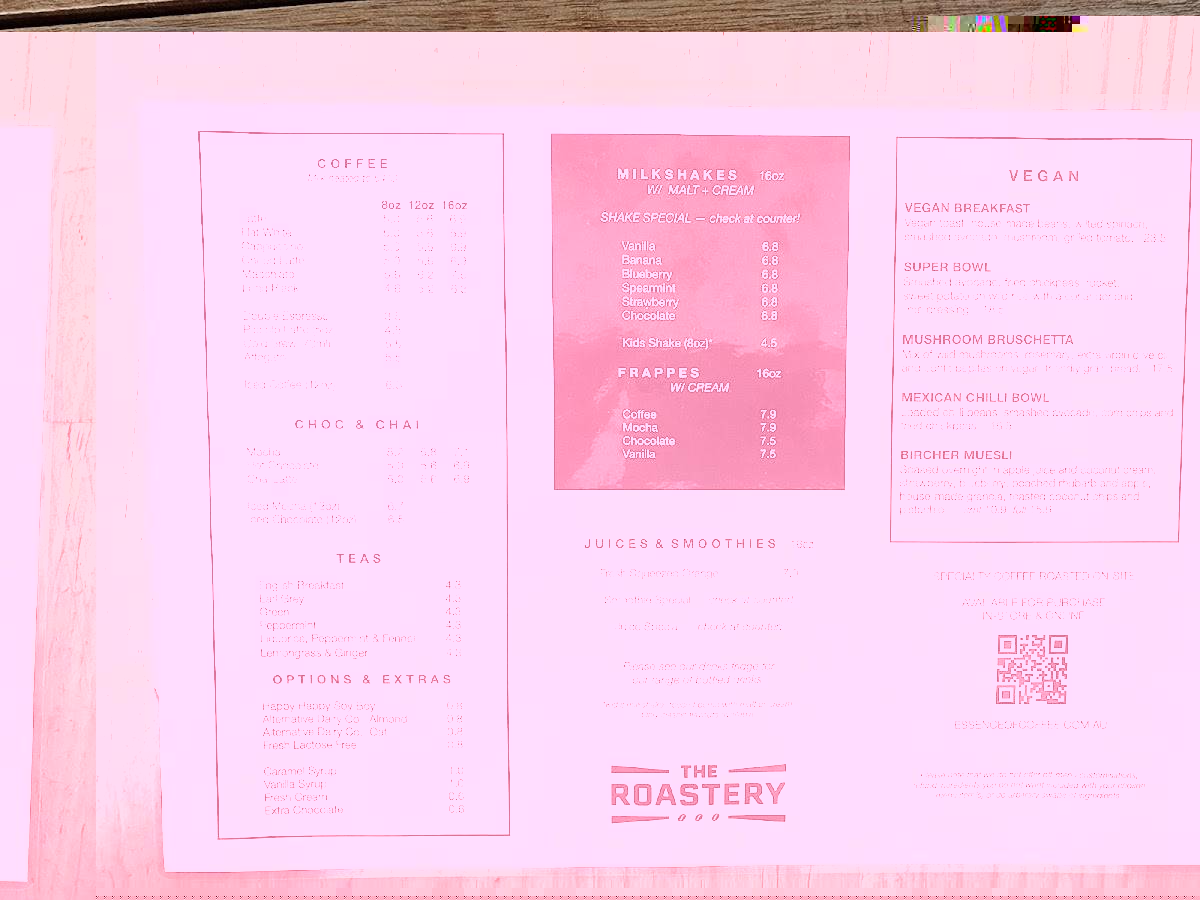 Menu at The Roastery cafe, Canning Vale, 10/395 Warton Rd
