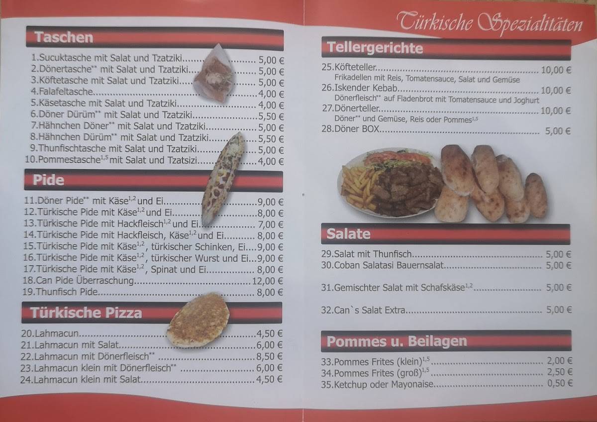 Speisekarte von Can's Schnellimbiss restaurant, Hamm