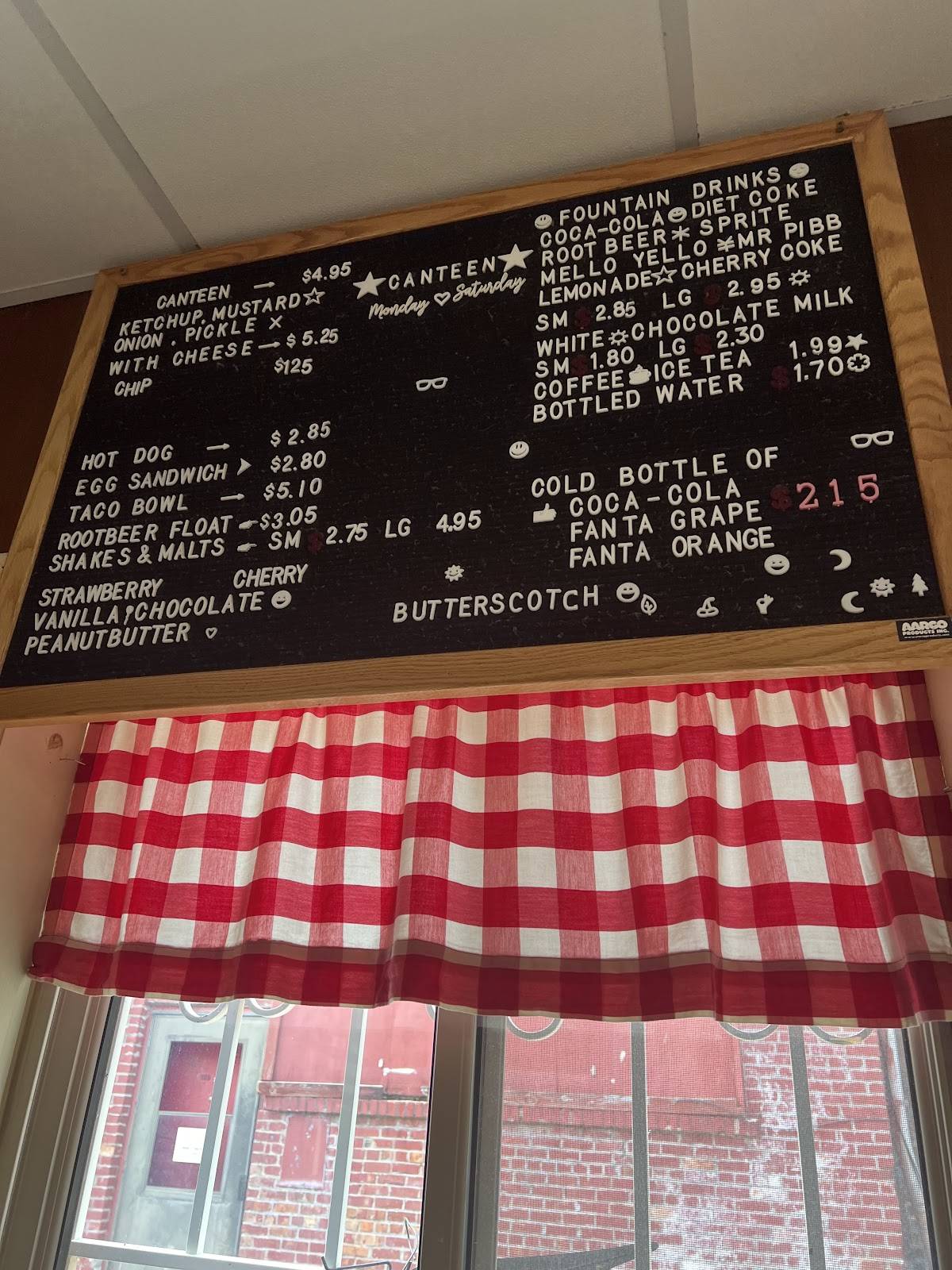 Menu at Canteen Lunch in the Alley restaurant, Ottumwa