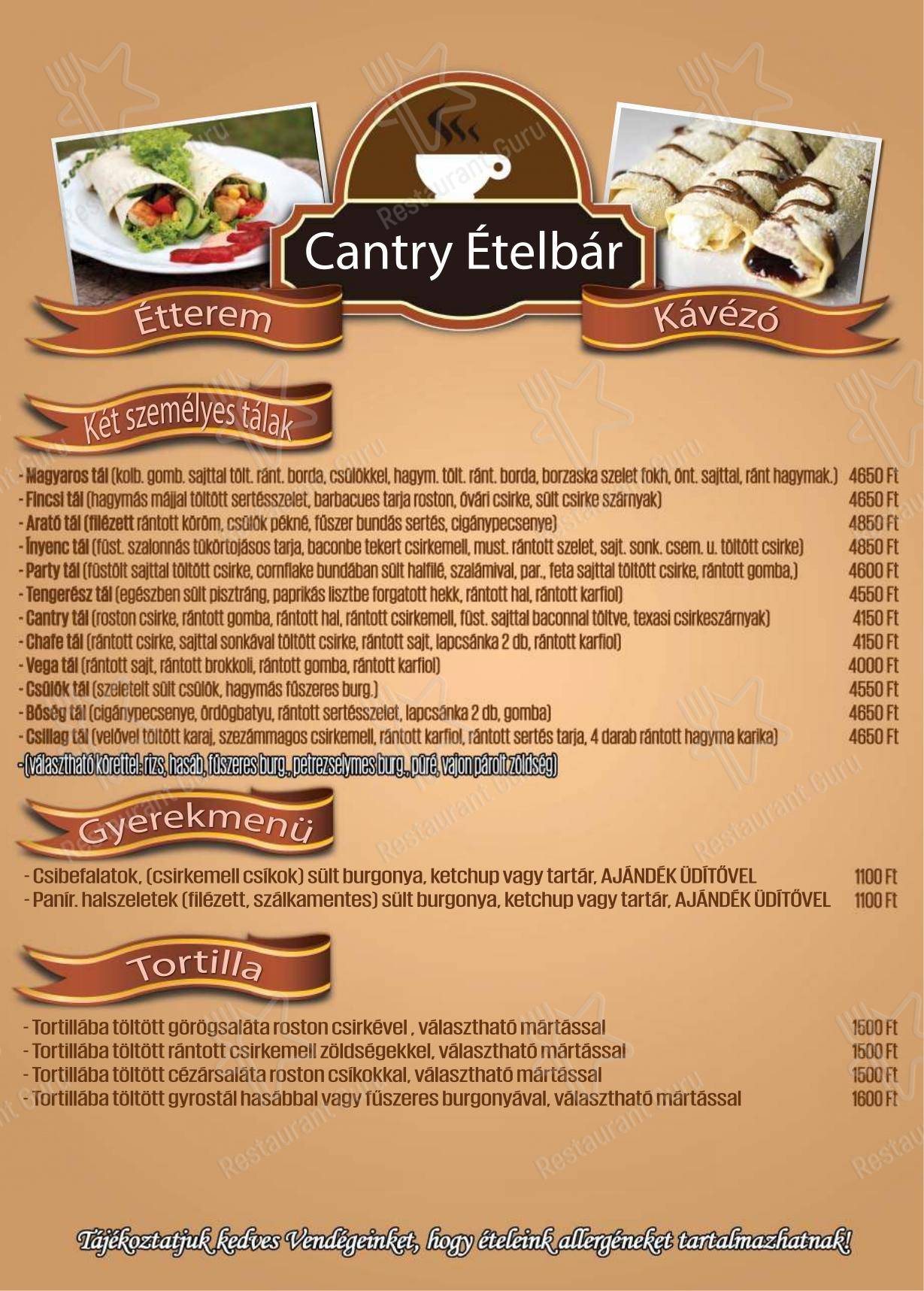 Menu at Cantry Food Bar, Balkány