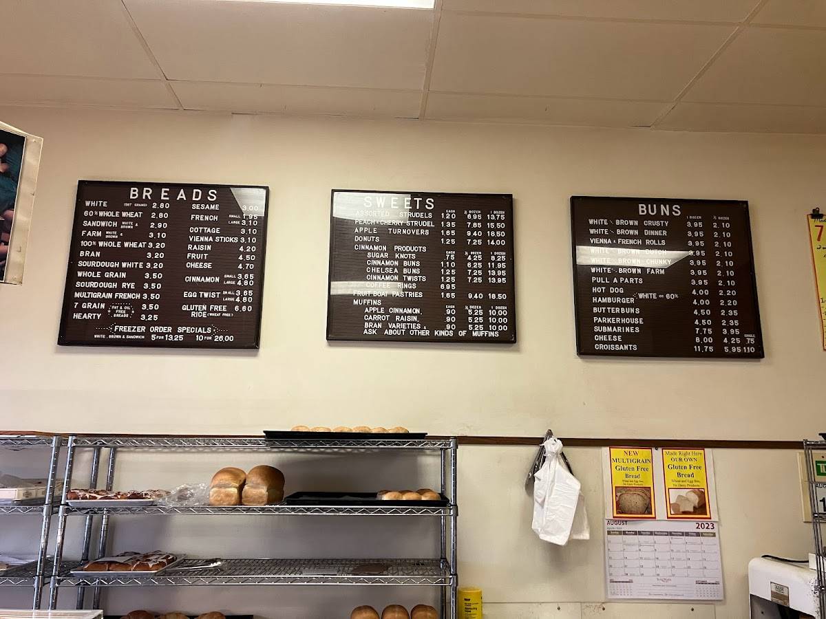 Menu at Canyon Meadows Bakery, Calgary